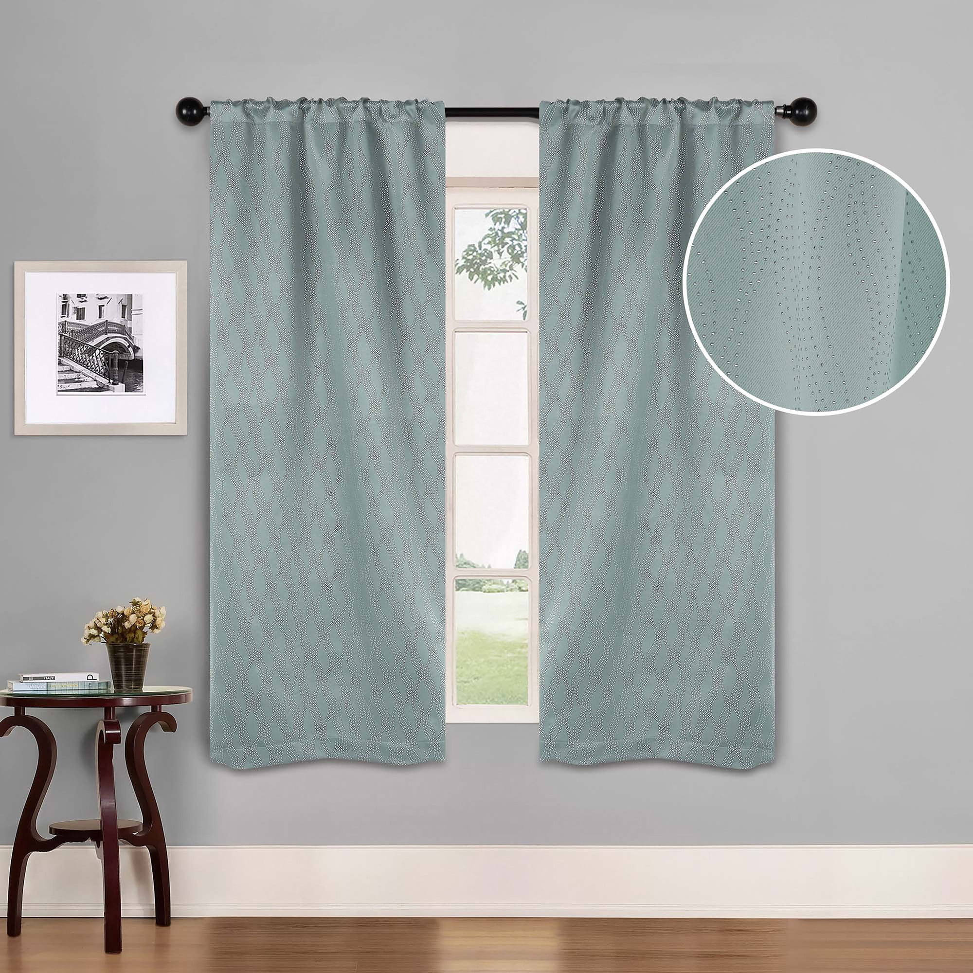 Superior Zuir Blackout Curtain Panel, Rod Pocket, Set of 2, 26" W x 63" L, Sea Foam - Walmart.com