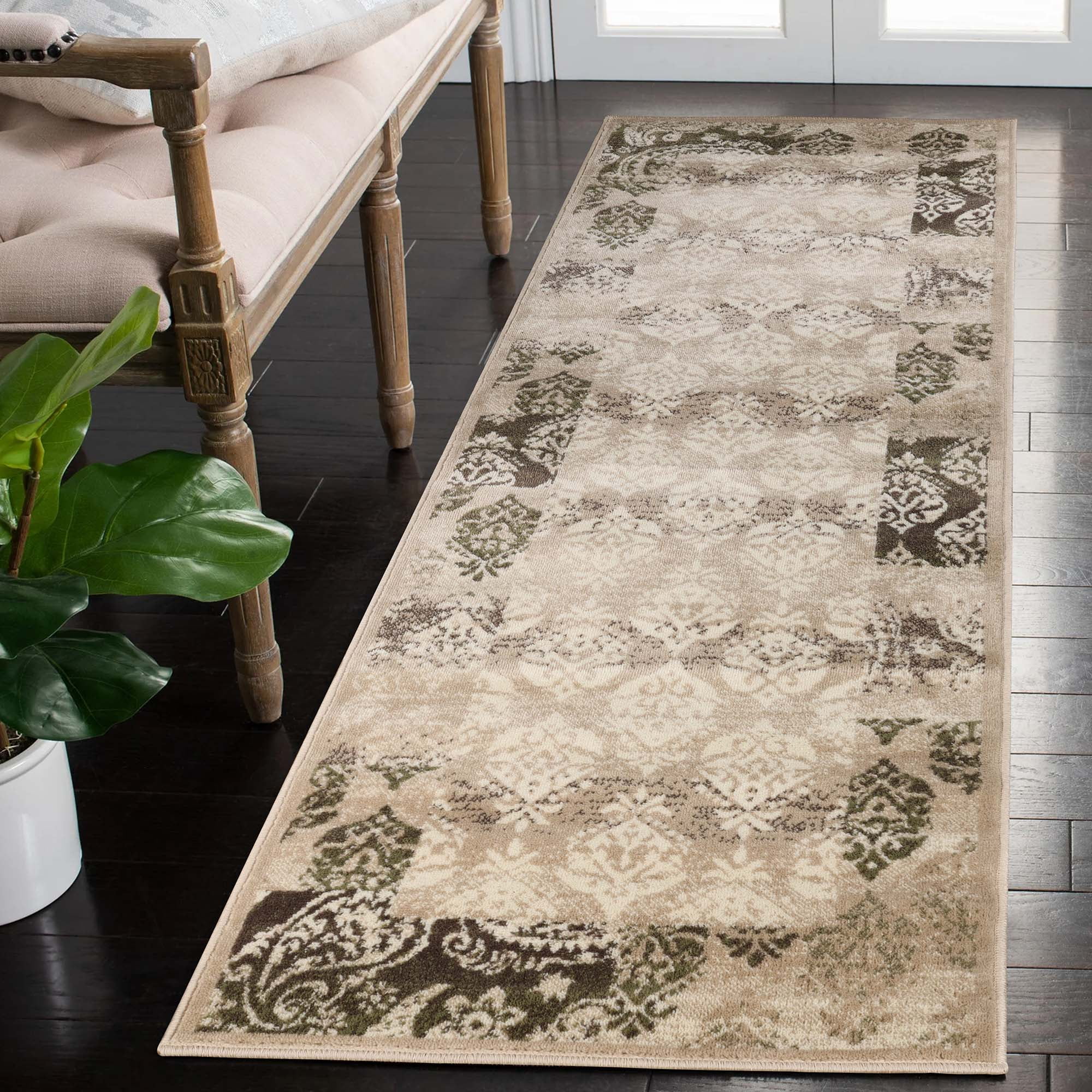 Superior Mystique 2' 7" x 8' Indoor Runner Rug, Modern Damask Rugs For ...