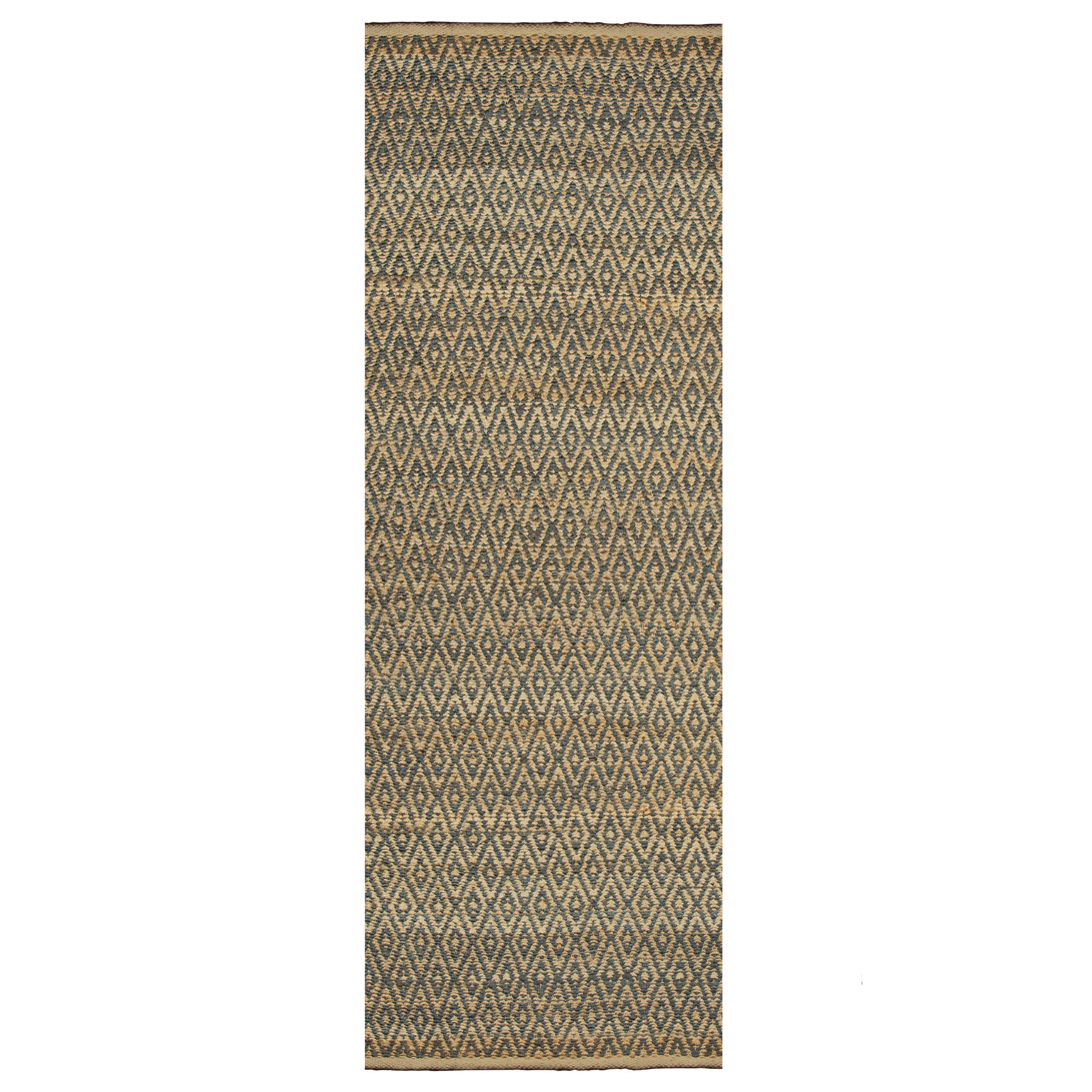 Superior Natural Diamond Collection Hand Woven Jute Rug - Blue ...