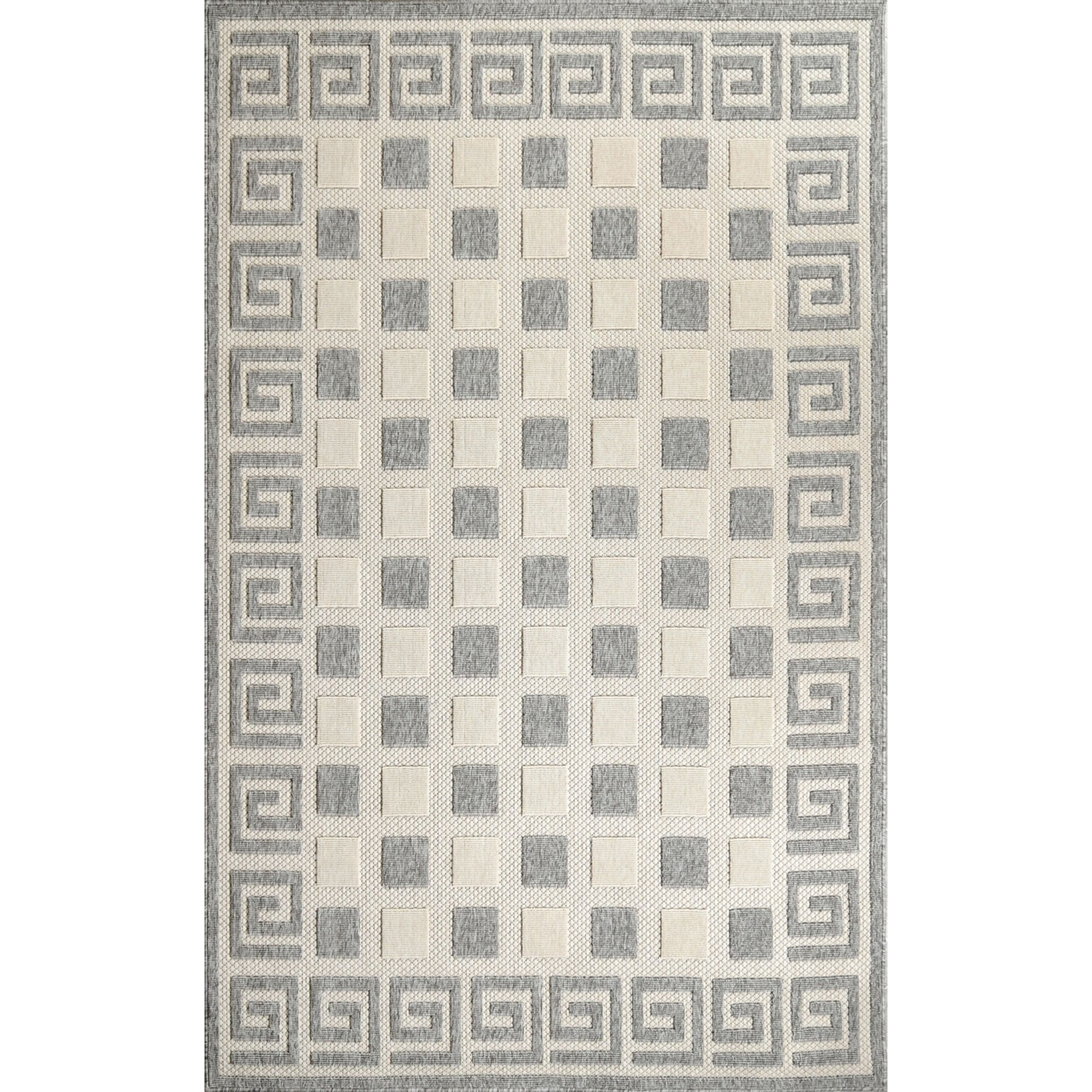 Superior Nila Greek Key Indoor Outdoor Area Rug, 6' x 8' 10", Cream ...
