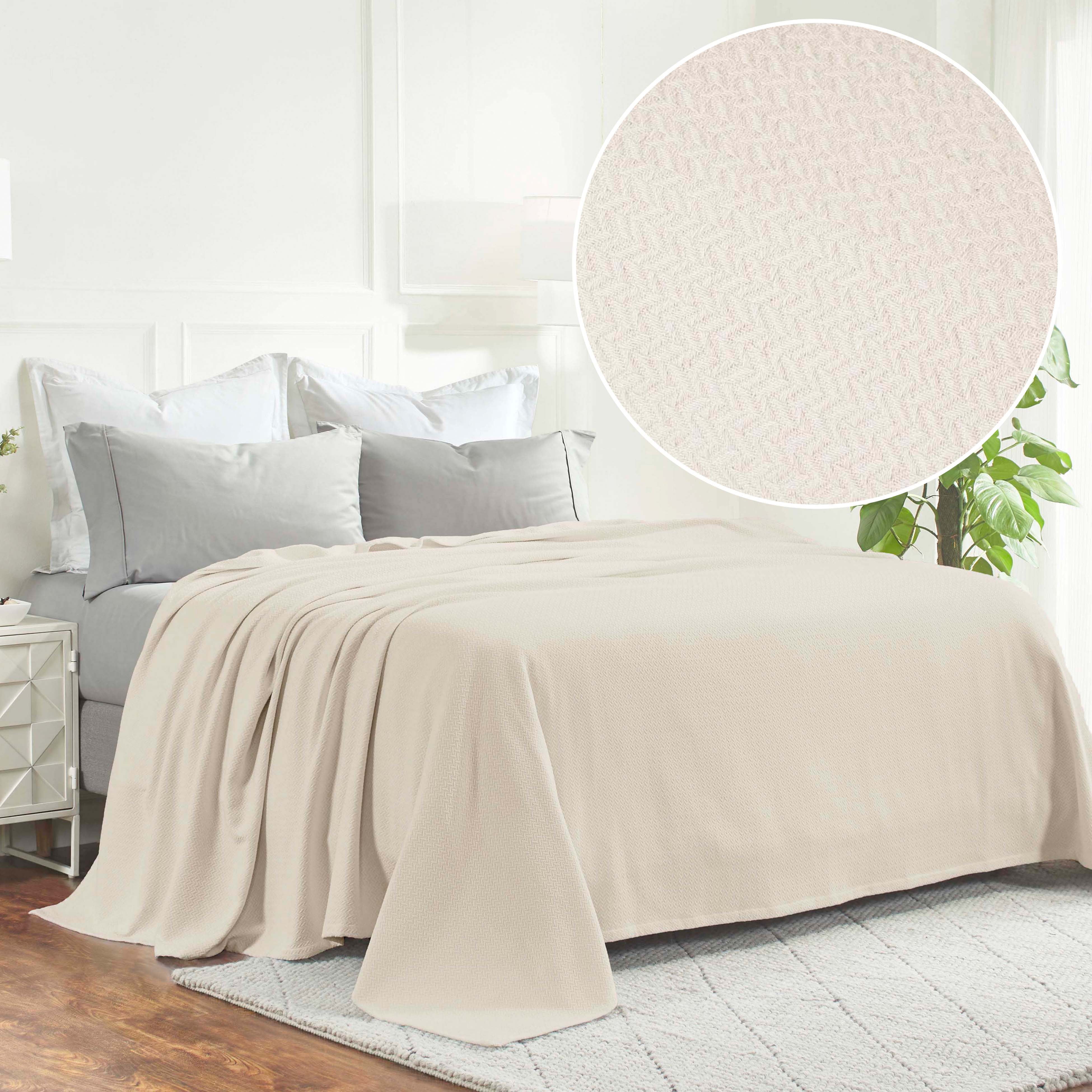 Free Shipping! Superior Cotton Woven Chevron Blanket, King, Ivory ...