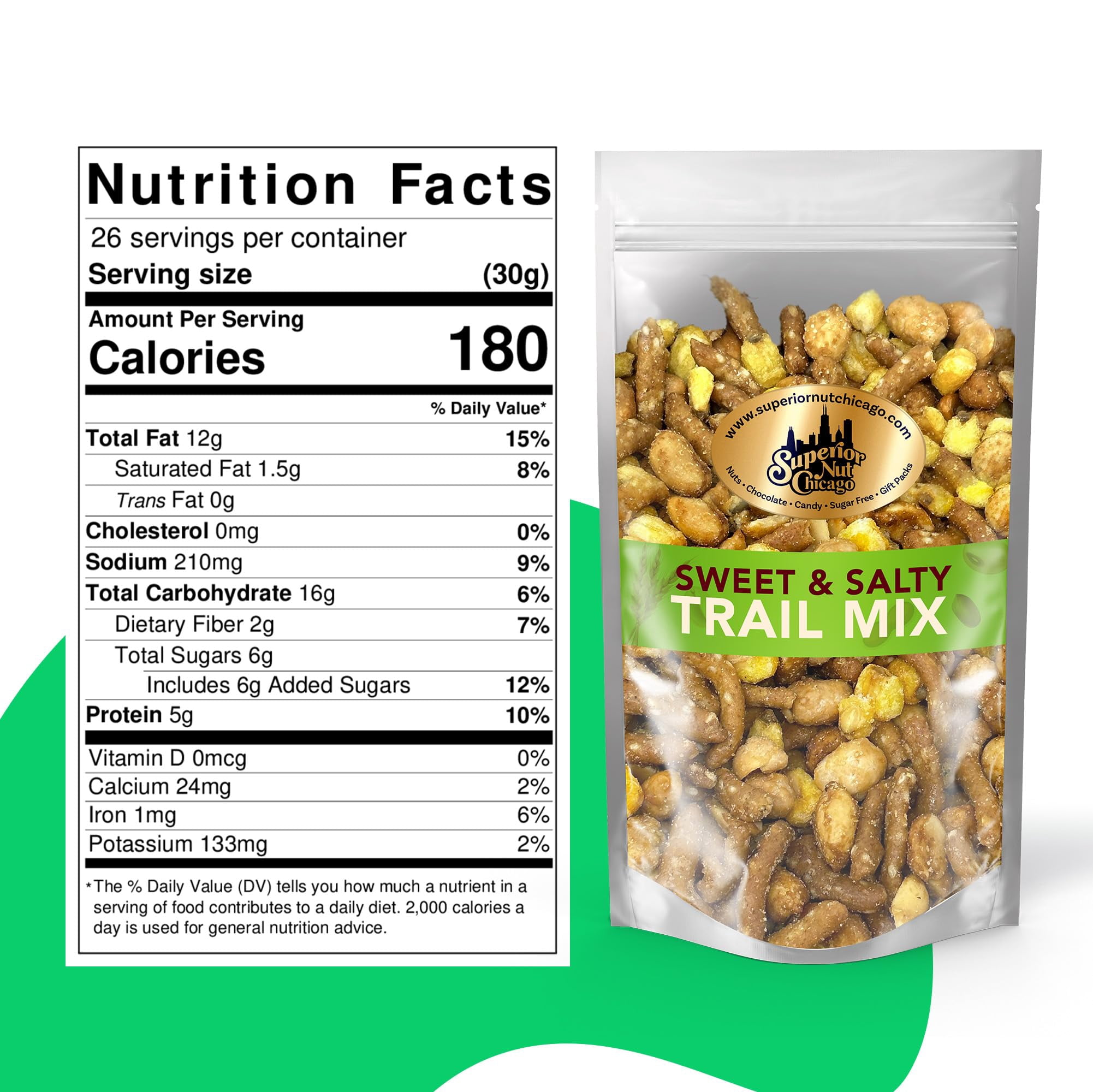 Superior Nut Chicago TWE5 Sweet & Salty Trail Mix - Sweet Honey Roasted ...