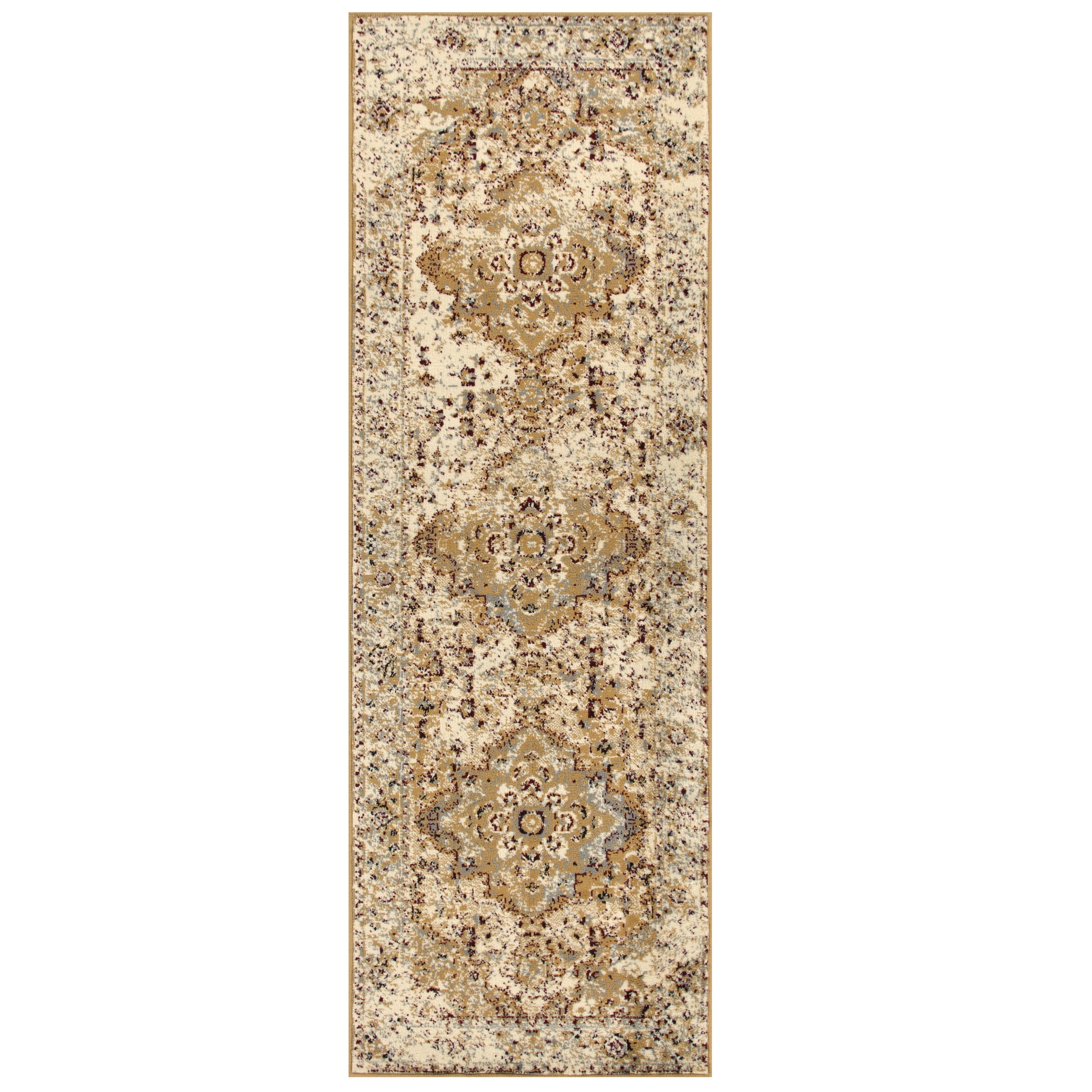 Superior Nysa Vintage Floral Rustic Indoor Runner Rug, Camel, 2' 7" X 8 ...