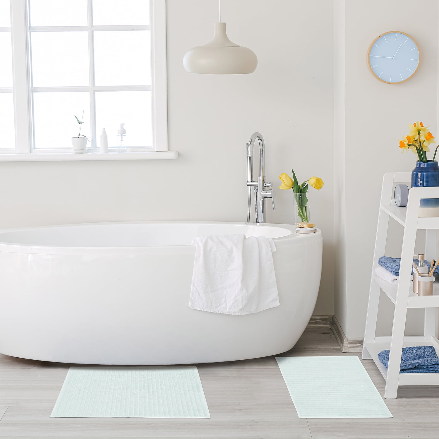Superior Ortley Eco-Friendly Cotton Bath Mat Set of 2-Piece, Aqua ...