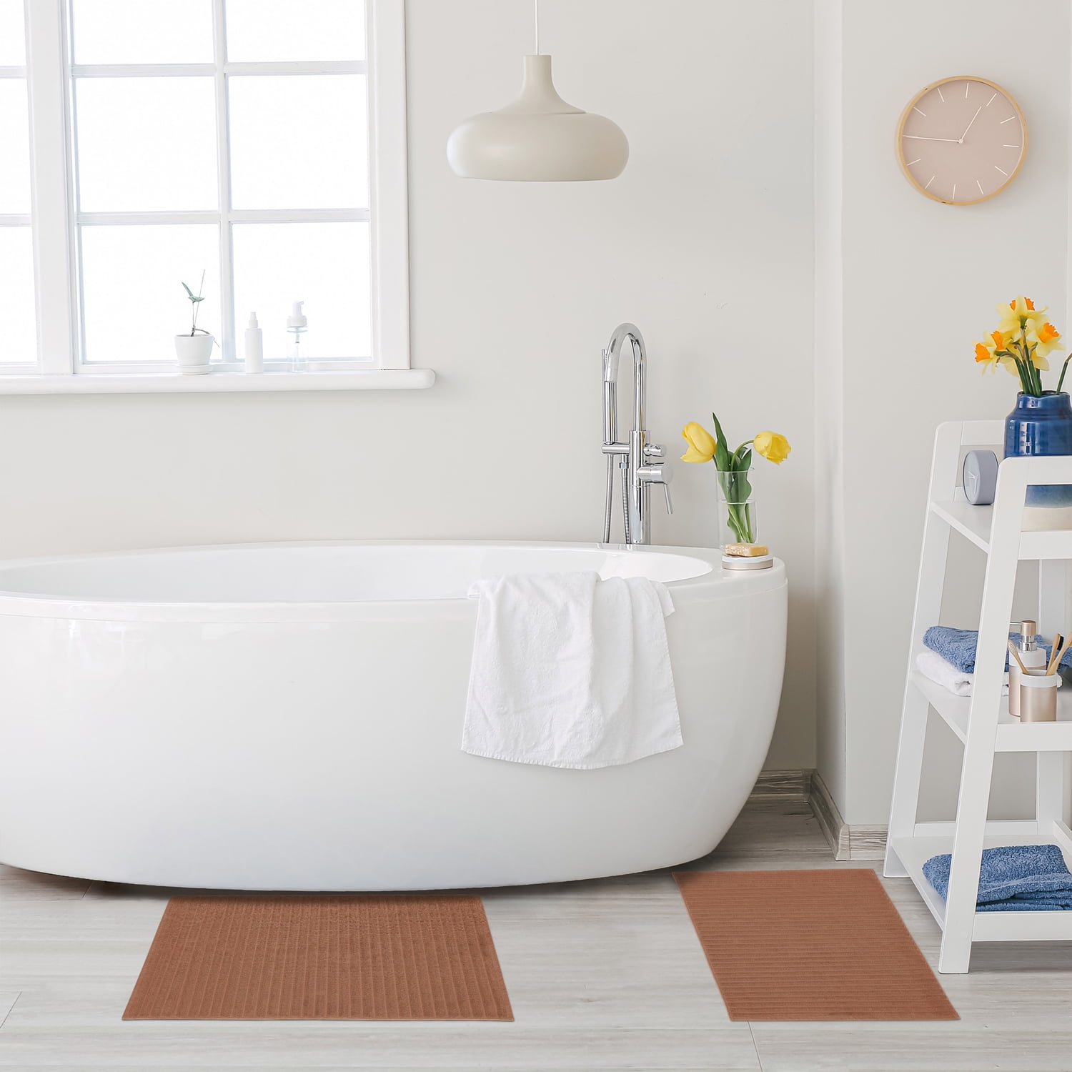 Superior Ortley Eco-Friendly Cotton Bath Mat Set of 2-Piece, Brown ...
