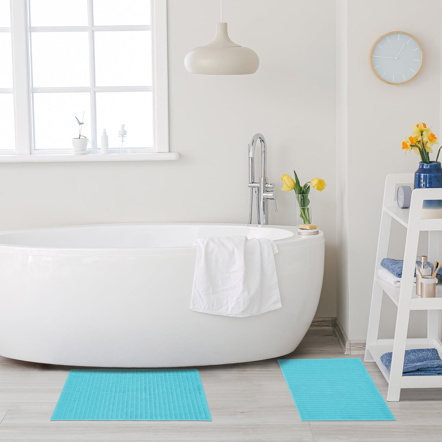 Superior Ortley Eco-Friendly Cotton Bath Mat Set of 2-Piece, Turquoise ...