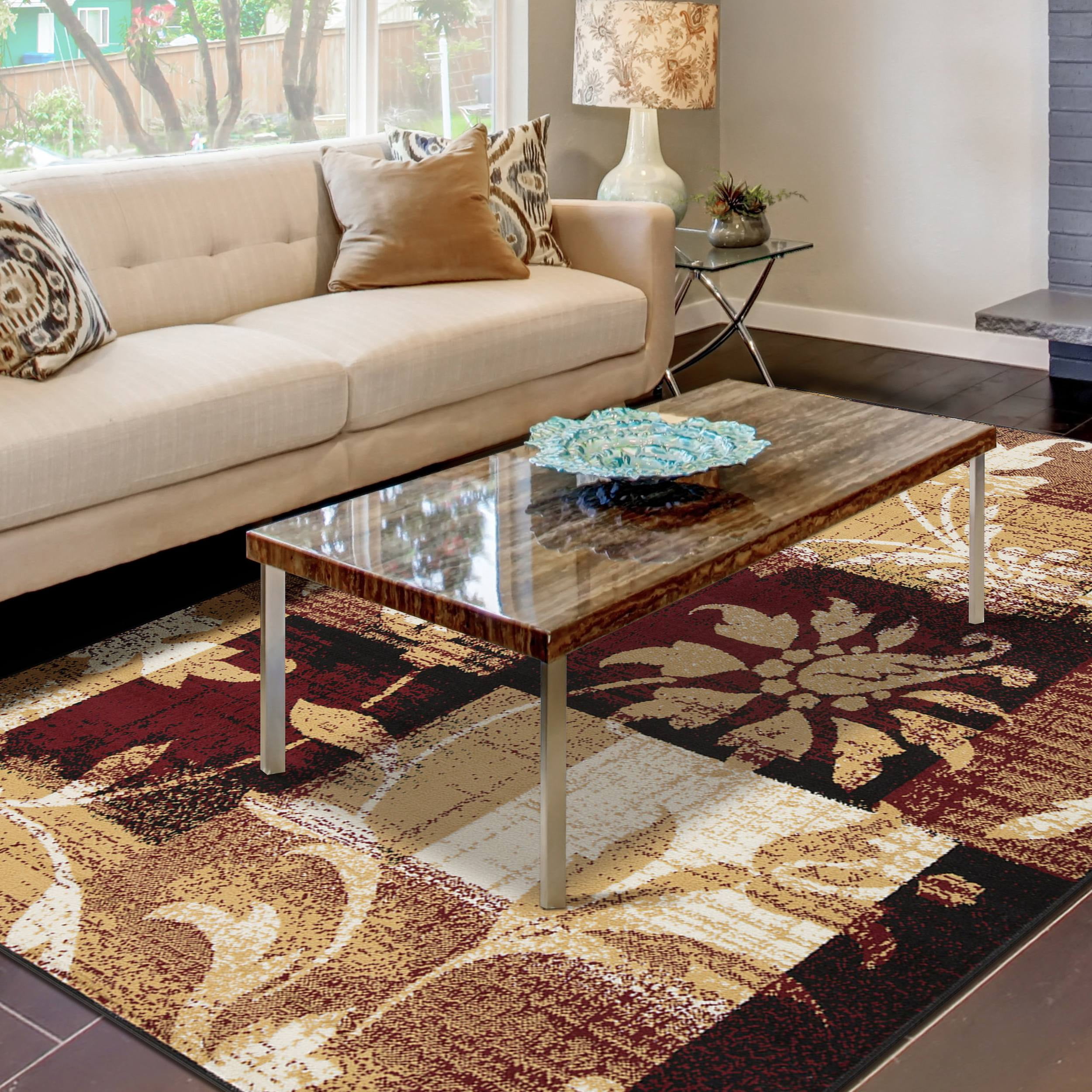 Superior Pastiche Floral Indoor Area Rug, 7' x 9', Burgundy - Walmart.com