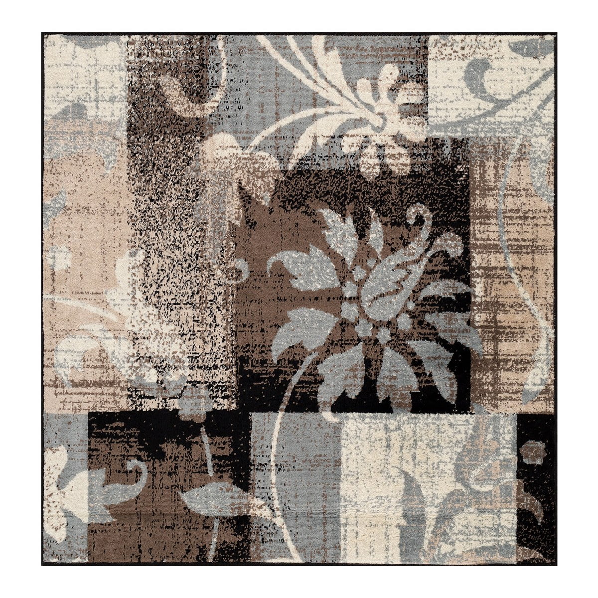 Superior Pastiche Floral Patchwork Indoor Area Rug, 8' x 8' Square, Beige - Walmart.com