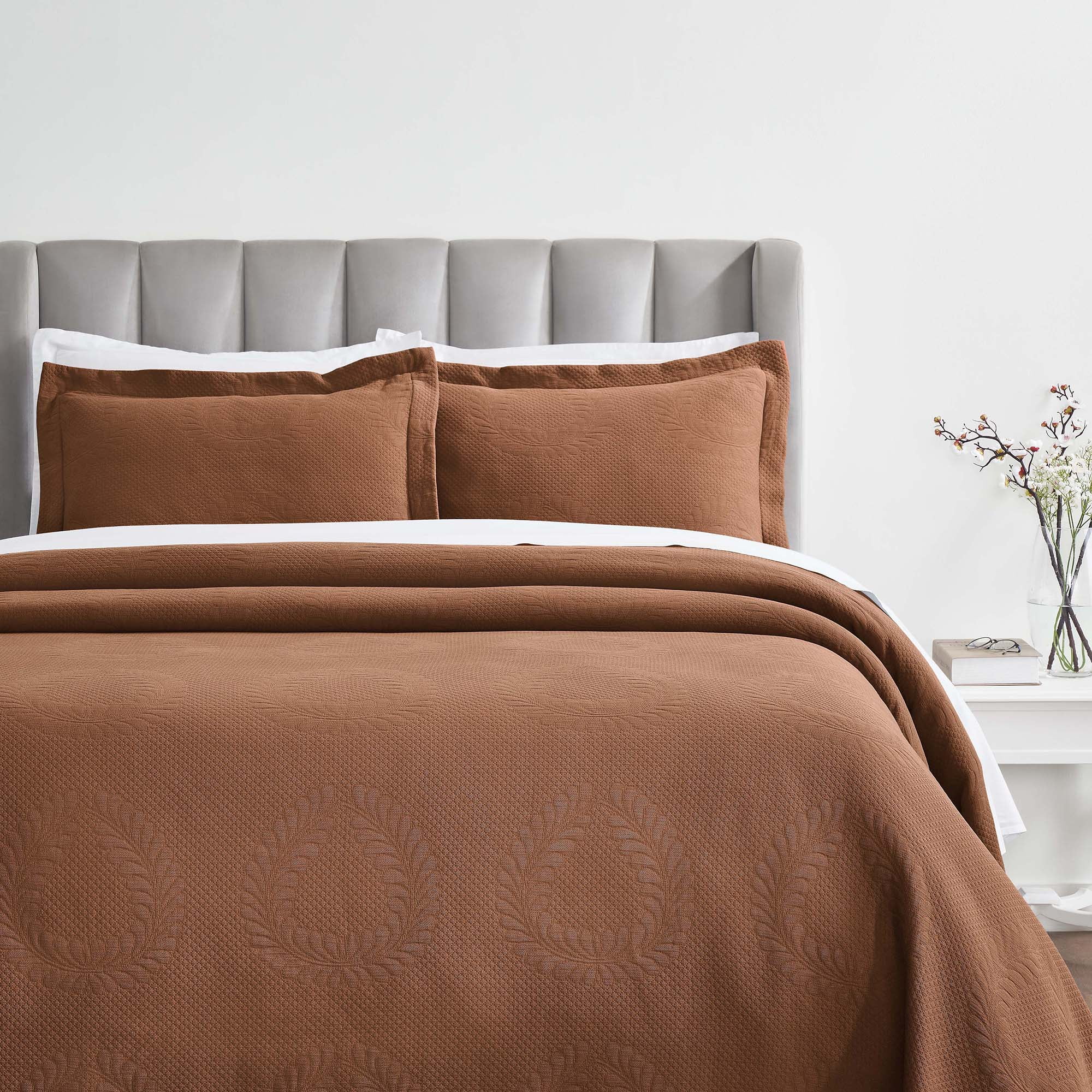 Superior Peploi Cotton Matelasse Bedspread and Sham Set, 3-Piece ...