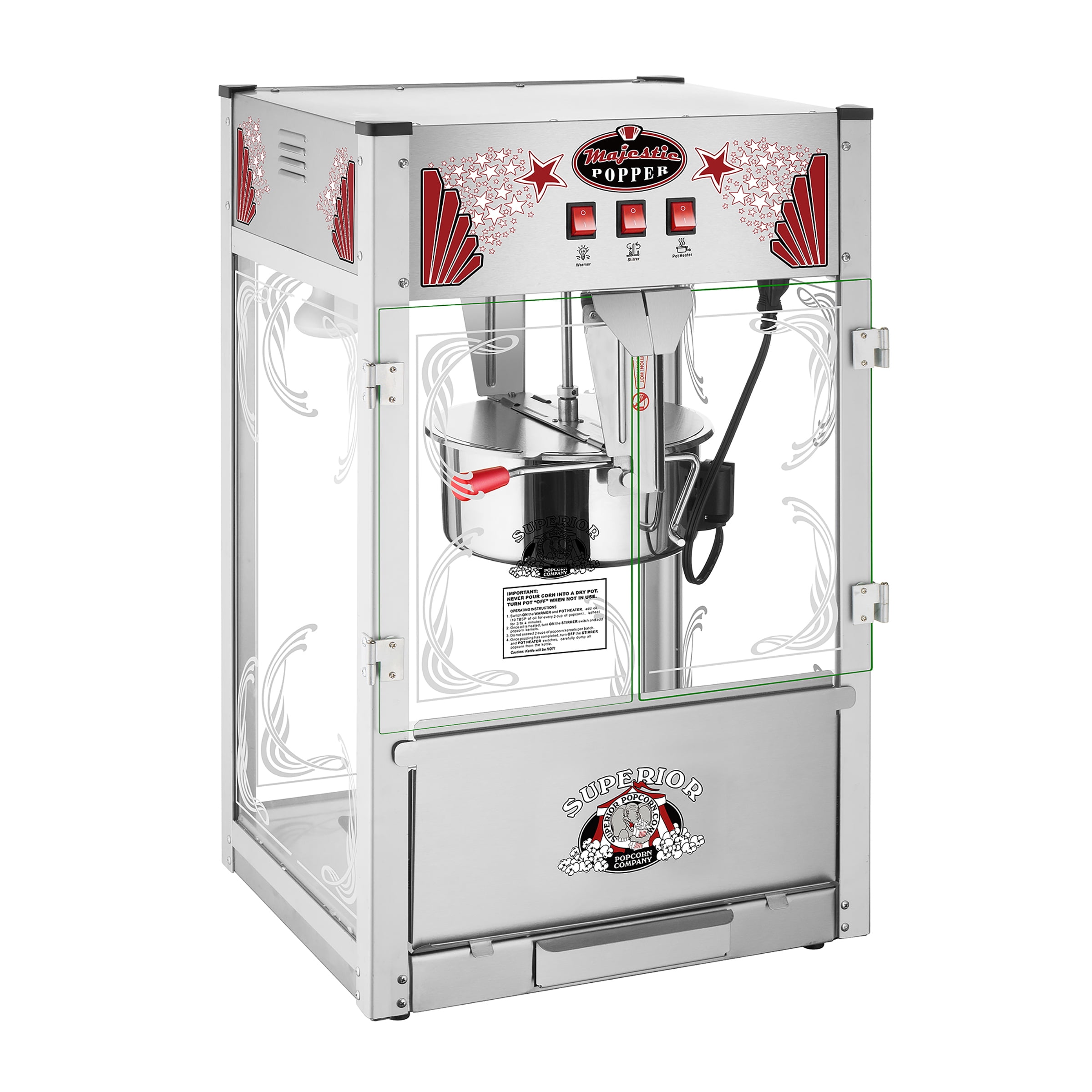 Superior Popcorn Company 16oz Countertop Popcorn Machine, Silver ...