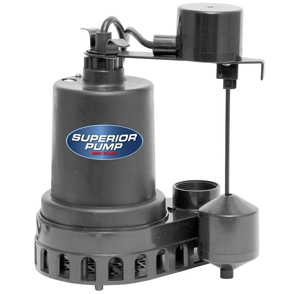 Superior Pump 92572 1/2 HP Thermoplastic Submersible Water Pump with ...