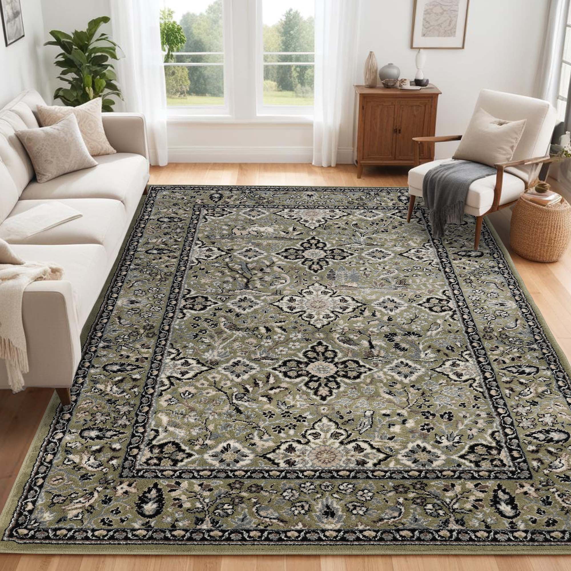 Superior Radcliffe 8' x 10' Floral Medallion Indoor Area Rug, Green ...