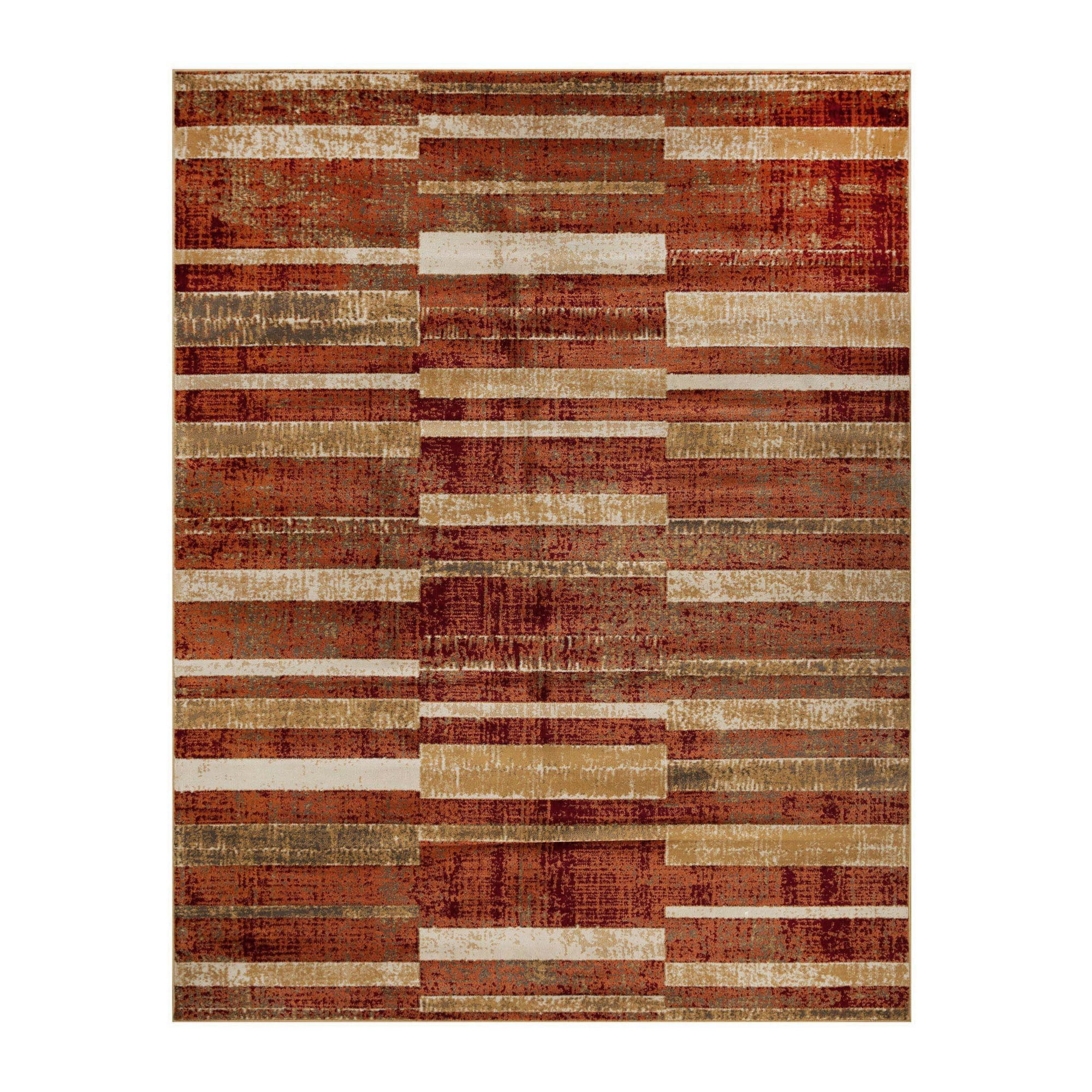 Superior Radko Modern Striped Indoor Area Rug, 8' x 10', Rust/ Cream ...