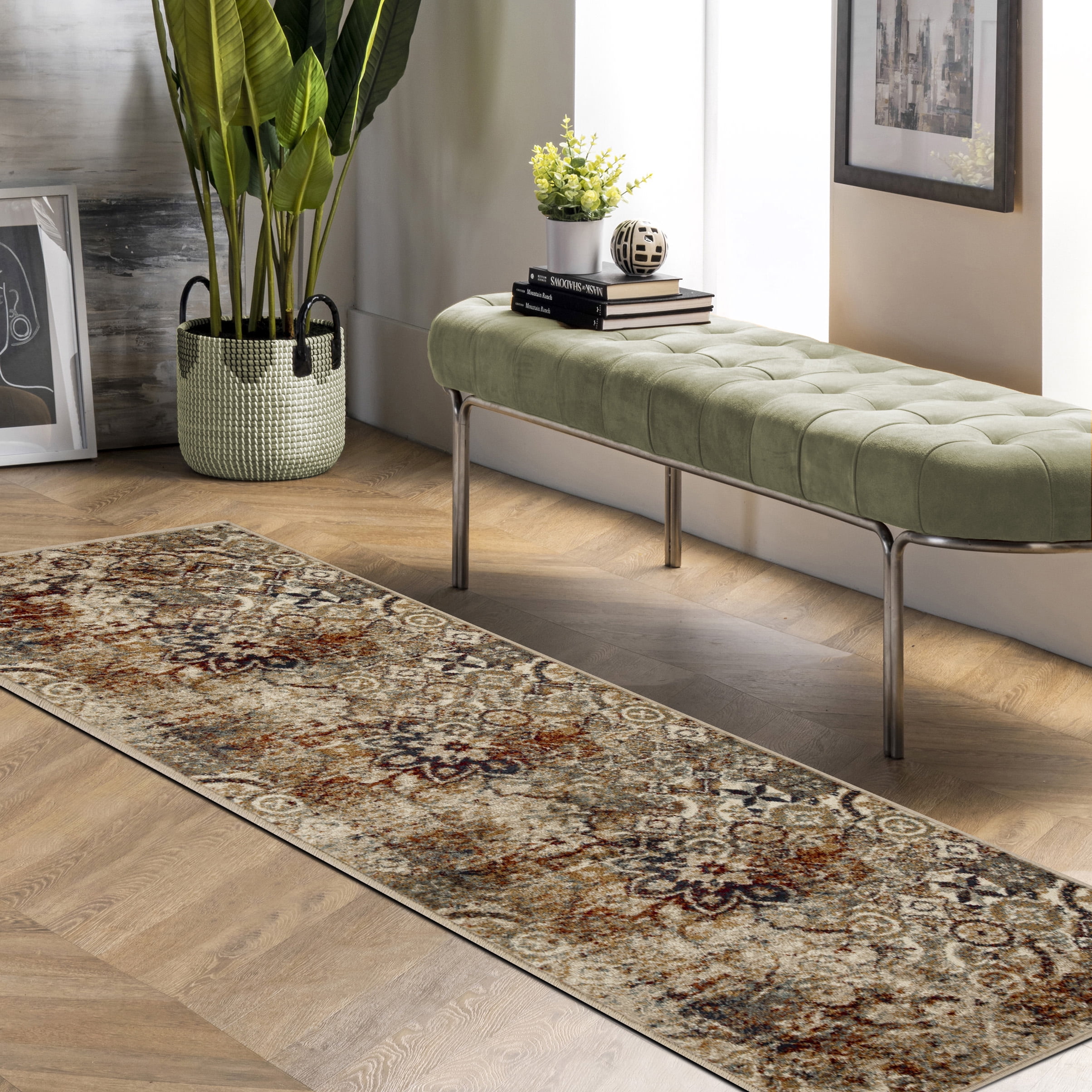 Superior Rangoli 2' 7'' x 8' Runner Rug, Indoor Rugs for Living Room ...