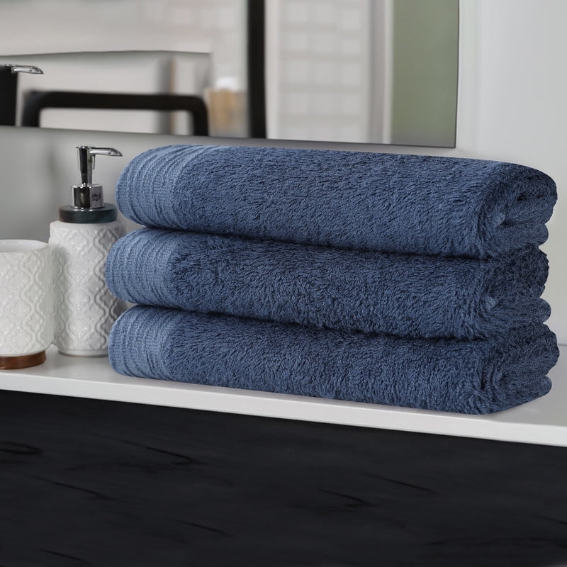 Superior Rayon from Bamboo Soft Modern Bath Towel Set of 3 , Navy Blue ...