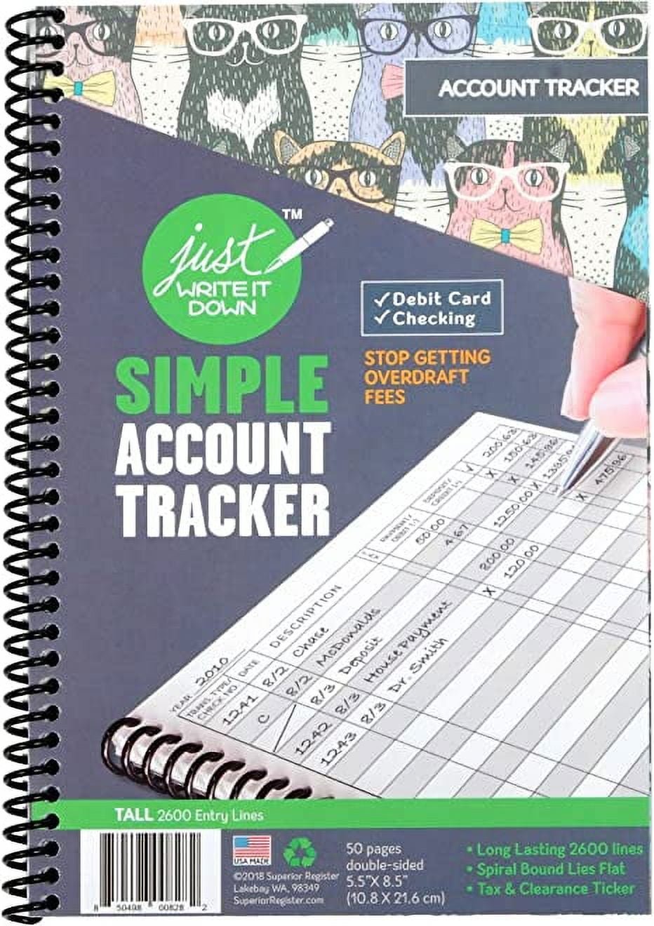 Superior Register Simple Account Tracker, 5.5 x 8.5, Money Ledger, 1 ...