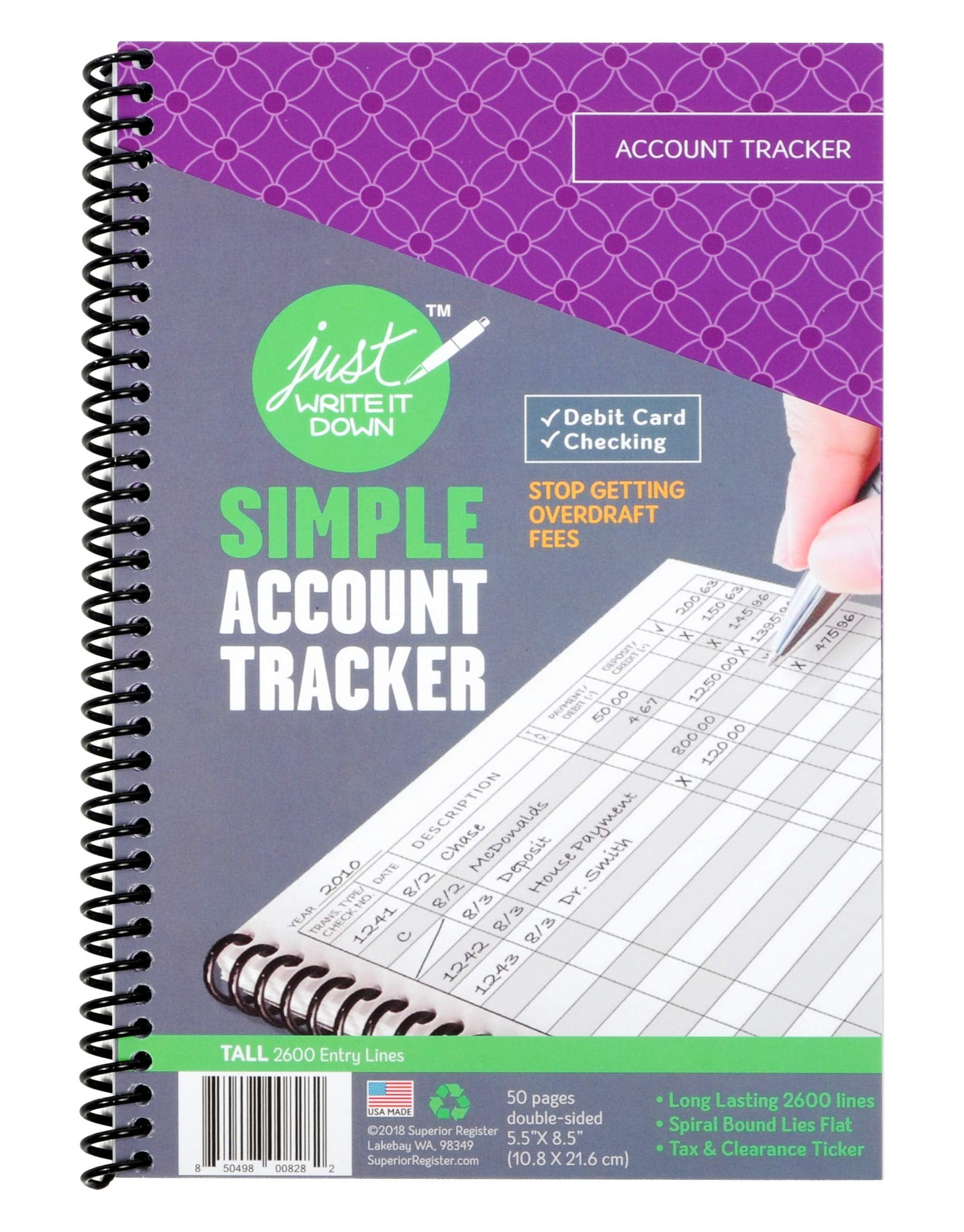 The Superior Register's Premium Check Book Register & Debit Card Ledger ...
