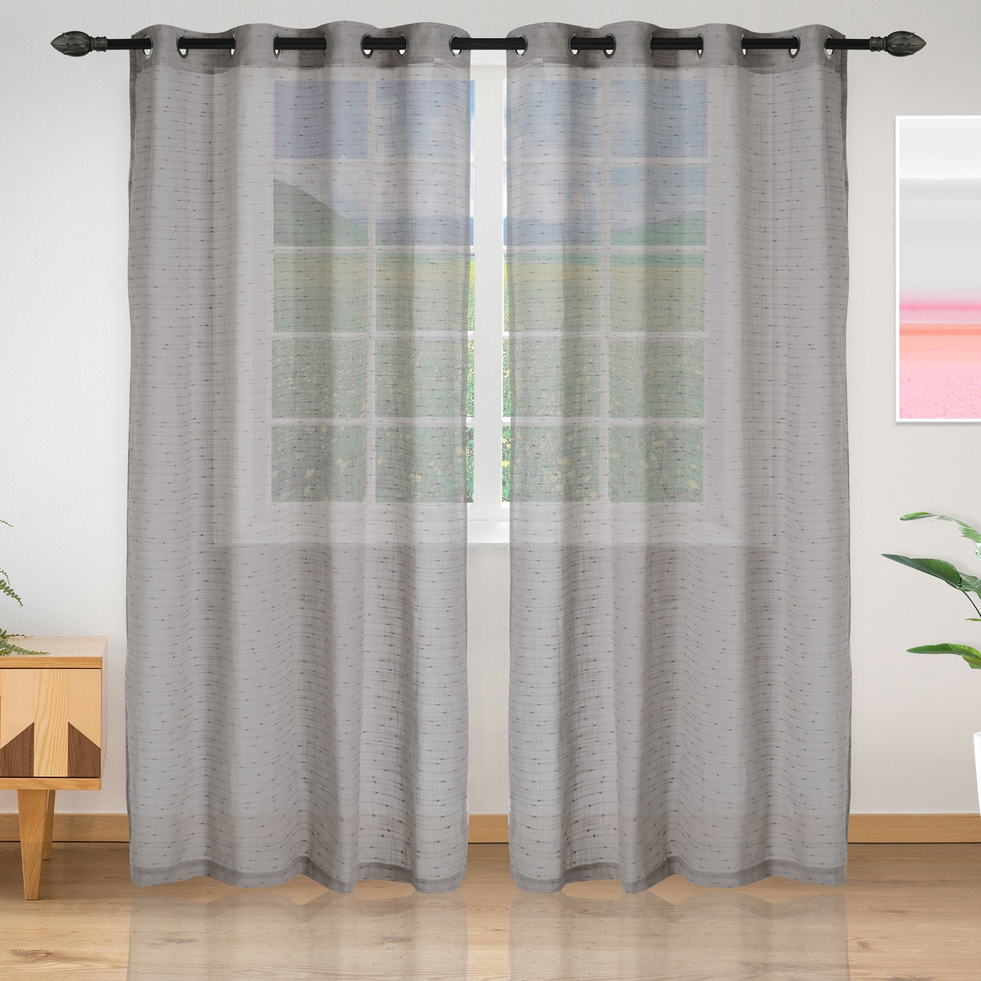 Superior Remington Textured Sheer Curtain Set of 2, 52" x 63", Light ...