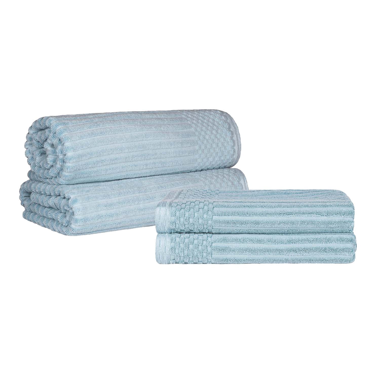 Free Shipping! Superior Ribbed Cotton 4-Piece Bath Sheet Towel Set ...