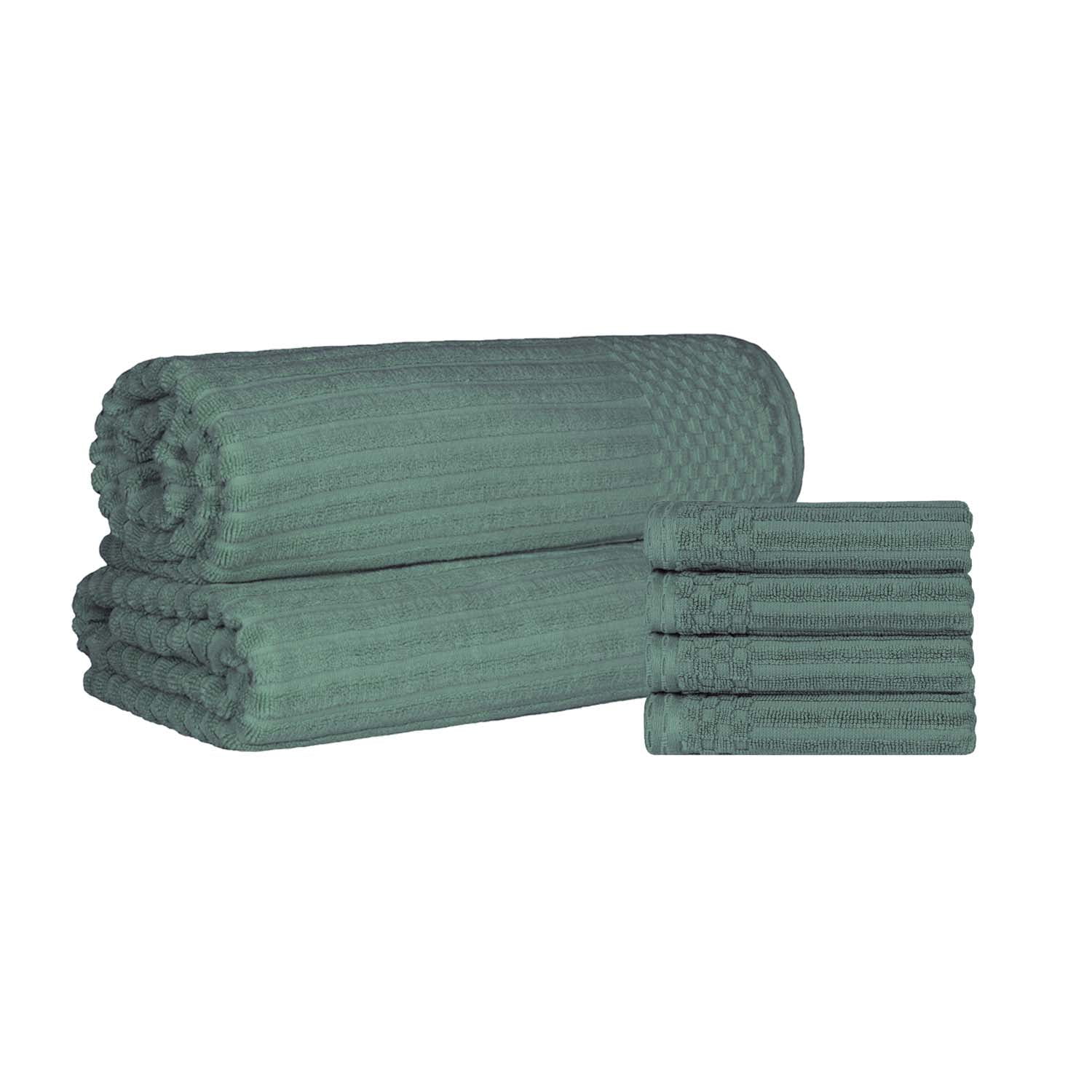 Superior Ribbed Cotton 6-Piece Basil Bath Sheet/ Hand Towel Set ...