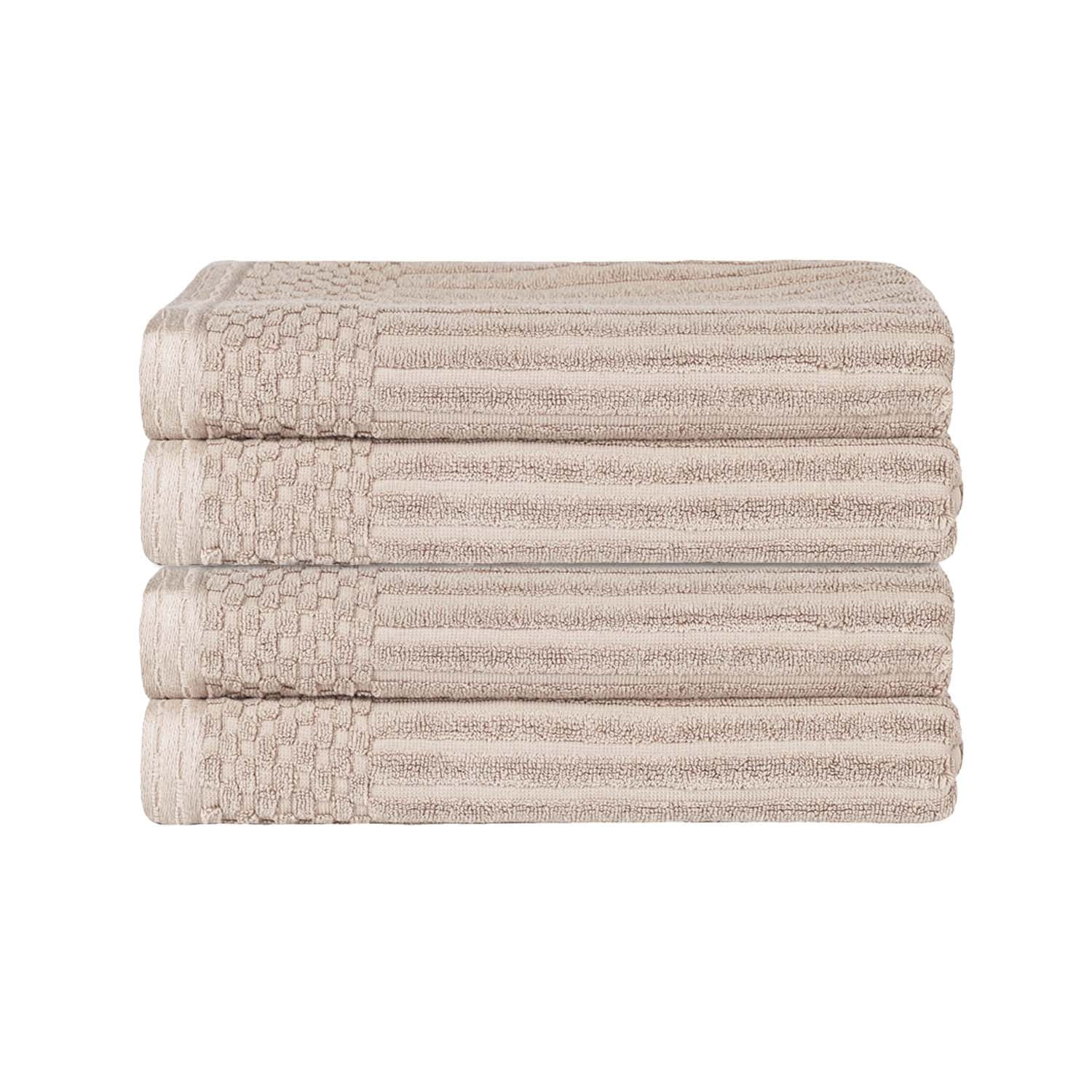 Superior Ribbed Cotton Ultra-Absorbent 4-Piece Ivory Bath Towel Set ...