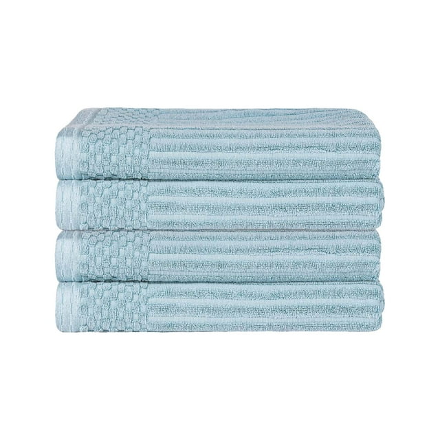 Superior Ribbed Cotton Ultra-Absorbent 4-Piece Slate Blue Bath Towel ...