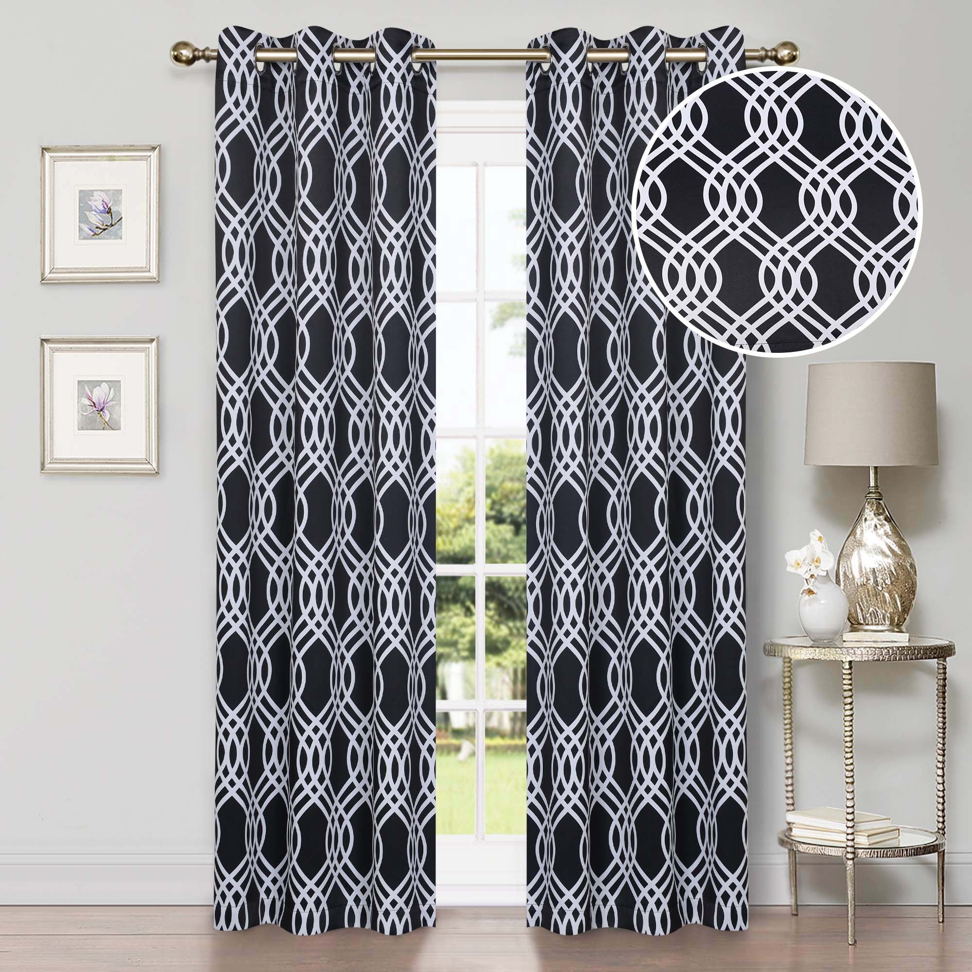 Superior Ribbon Blackout Curtains, Grommet Header, Set of 2, 42" x 96 ...