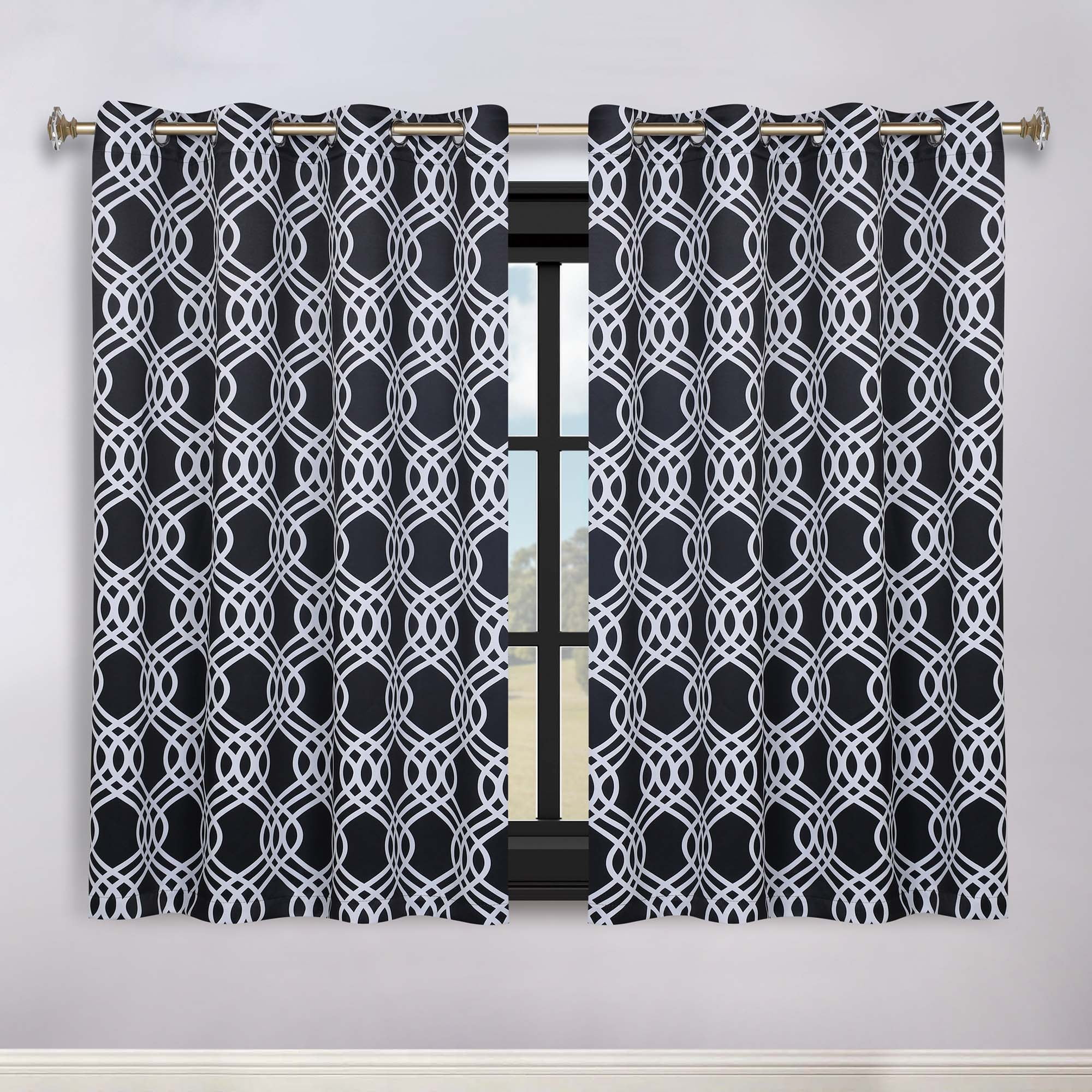 Superior Ribbon Blackout Curtains, Grommet Header, Set of 2, 52" x 63 ...
