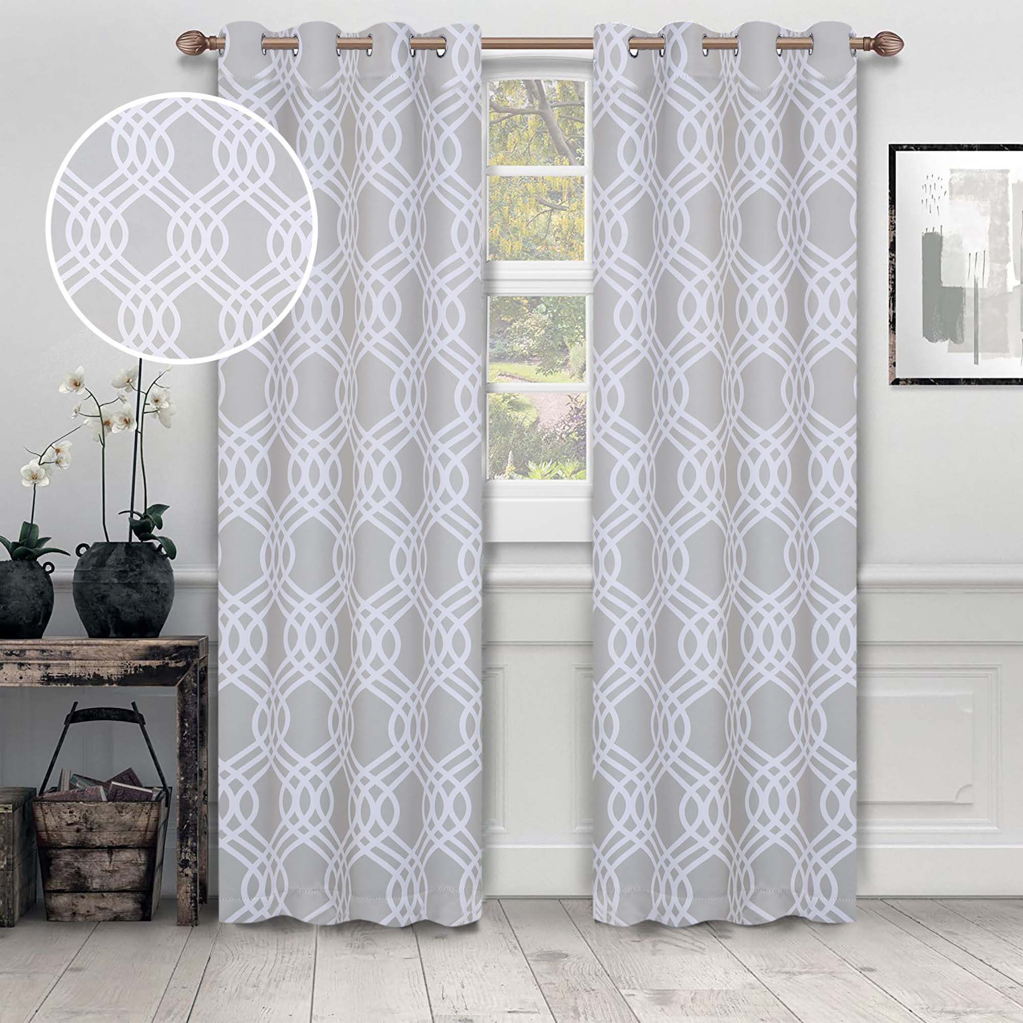 Superior Ribbon Blackout Curtains Set of 2, Grommet Header Cutain Panel ...