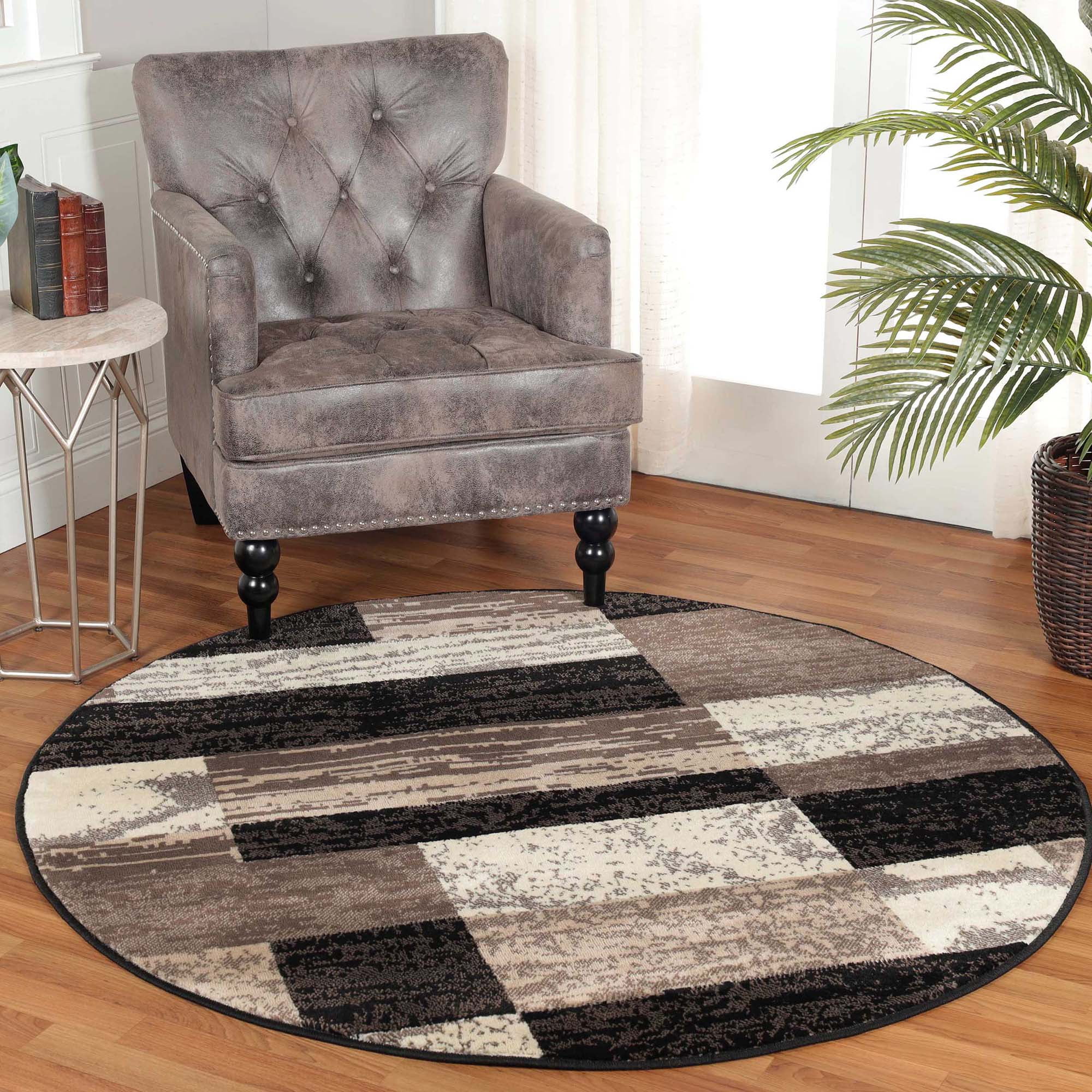 Superior Rockwood Geometric Indoor Area Rug, 8' Round, Chocolate ...