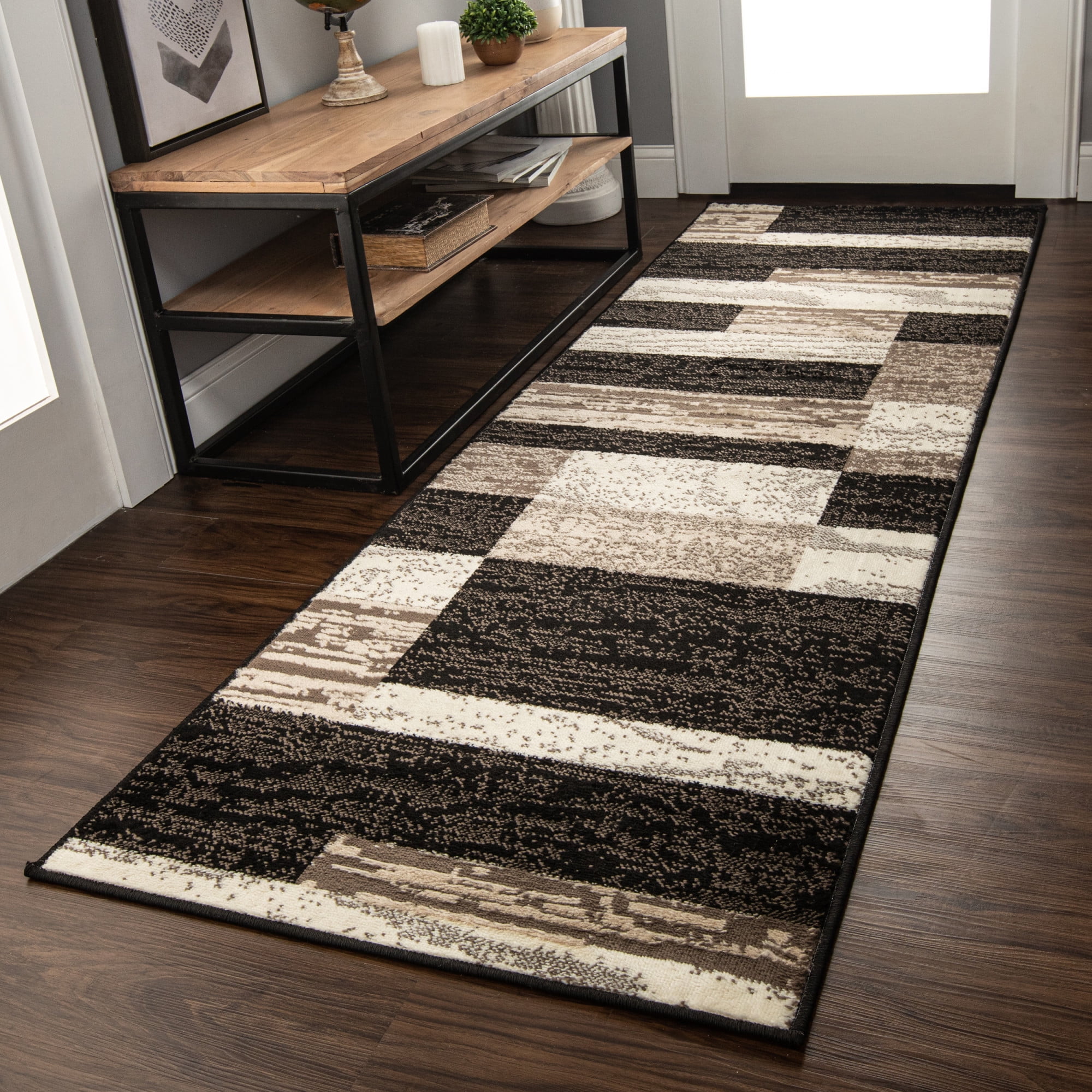 Superior Modern Patchwork Indoor Area Rug, Various Sizes, Jute Backing ...