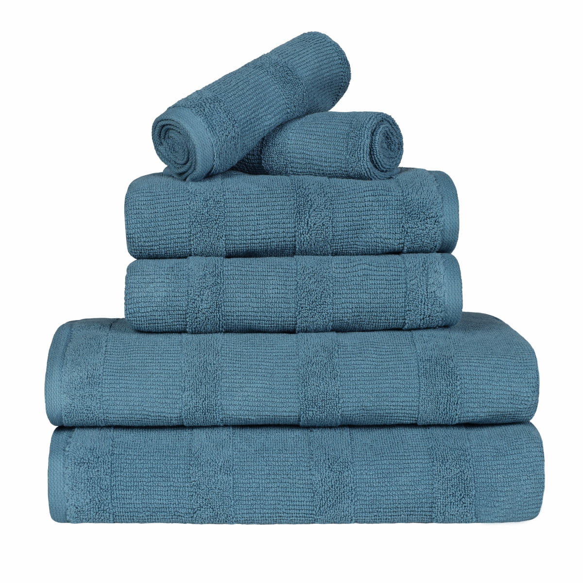 Superior Roma Cotton 6 Piece Assorted Towel Set, Denim Blue - Walmart.com