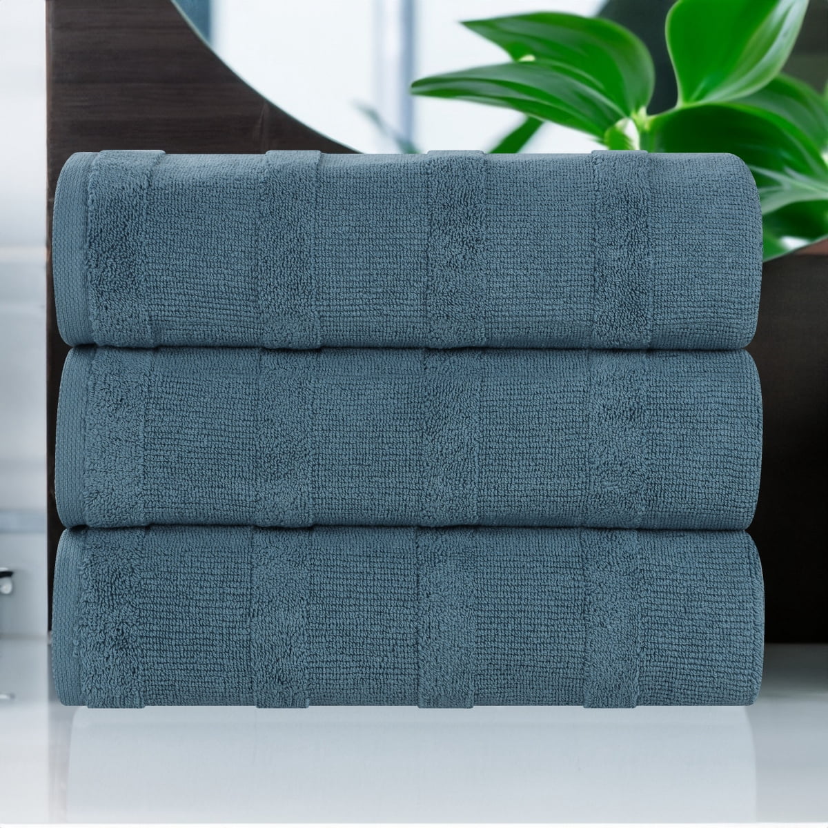 Superior Roma Cotton Bath Towels, Set of 3, Denim Blue - Walmart.com
