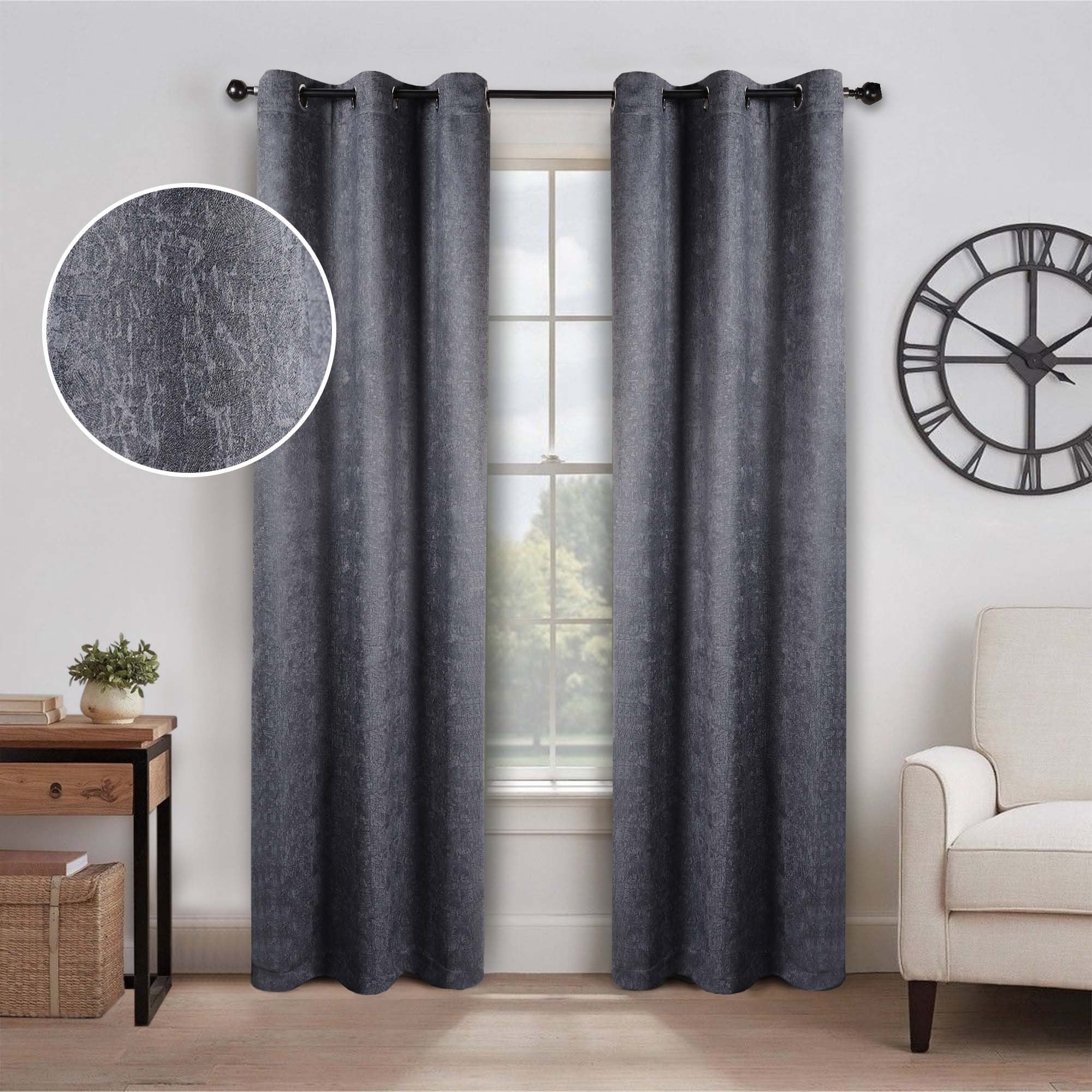 Superior Senna Blackout Curtains Set of 2, Grommet Header Curtain Panel ...