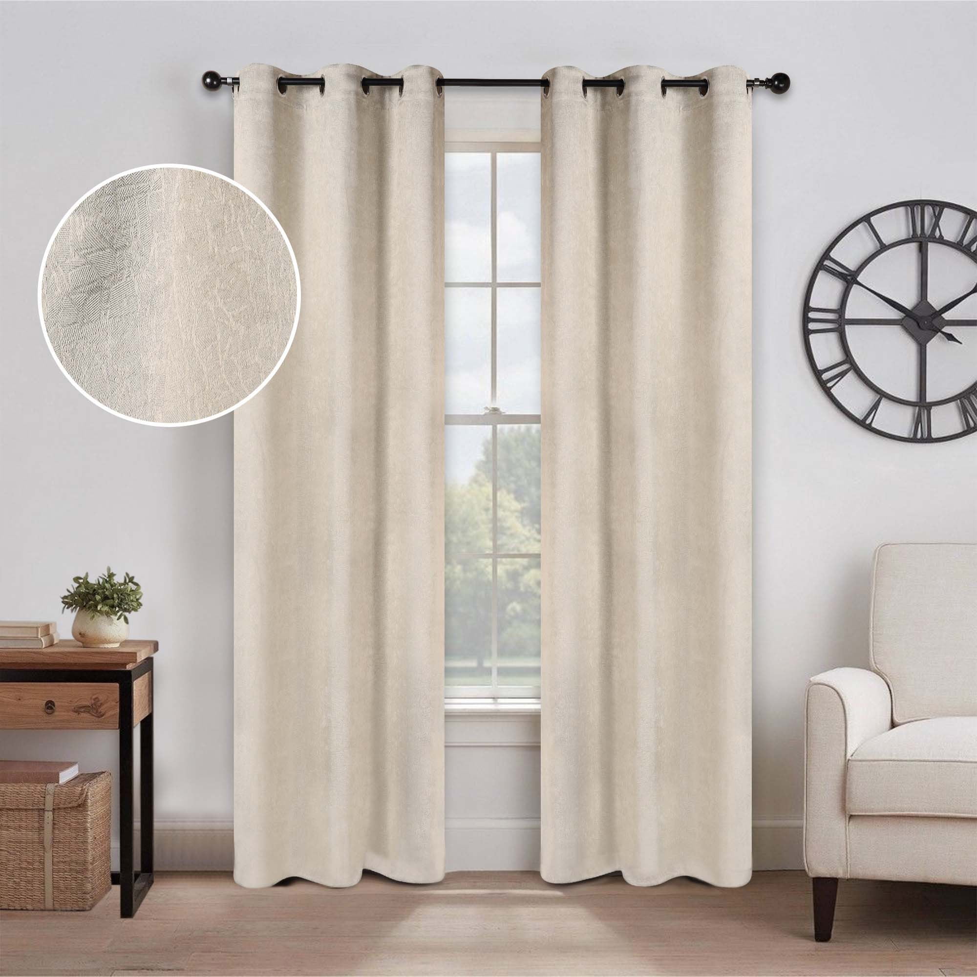 Superior Senna Blackout Curtains Set of 2, Grommet Header Curtain Panel ...