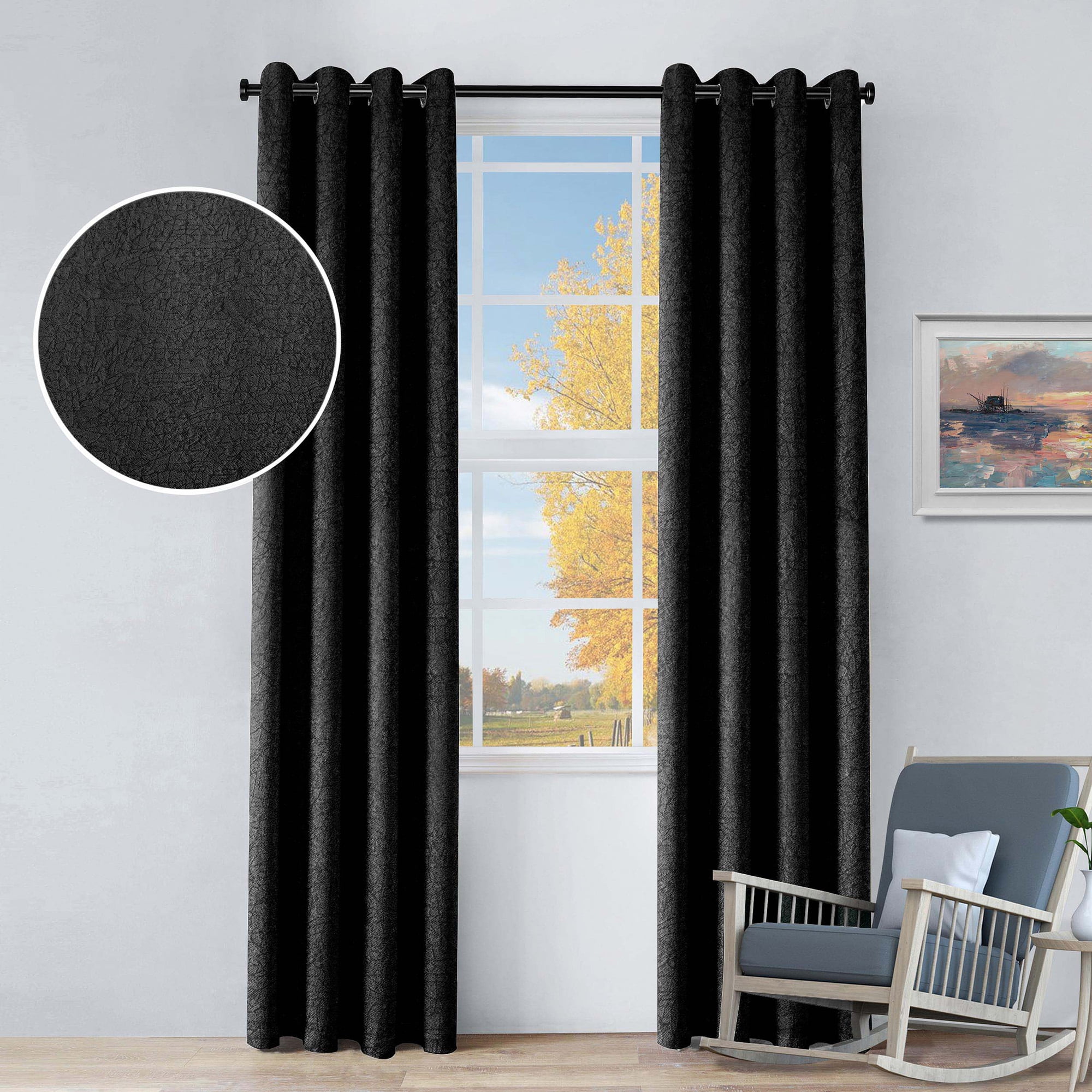 Superior Senna Blackout Curtains Set of 2, Grommet Header Curtain Panel ...