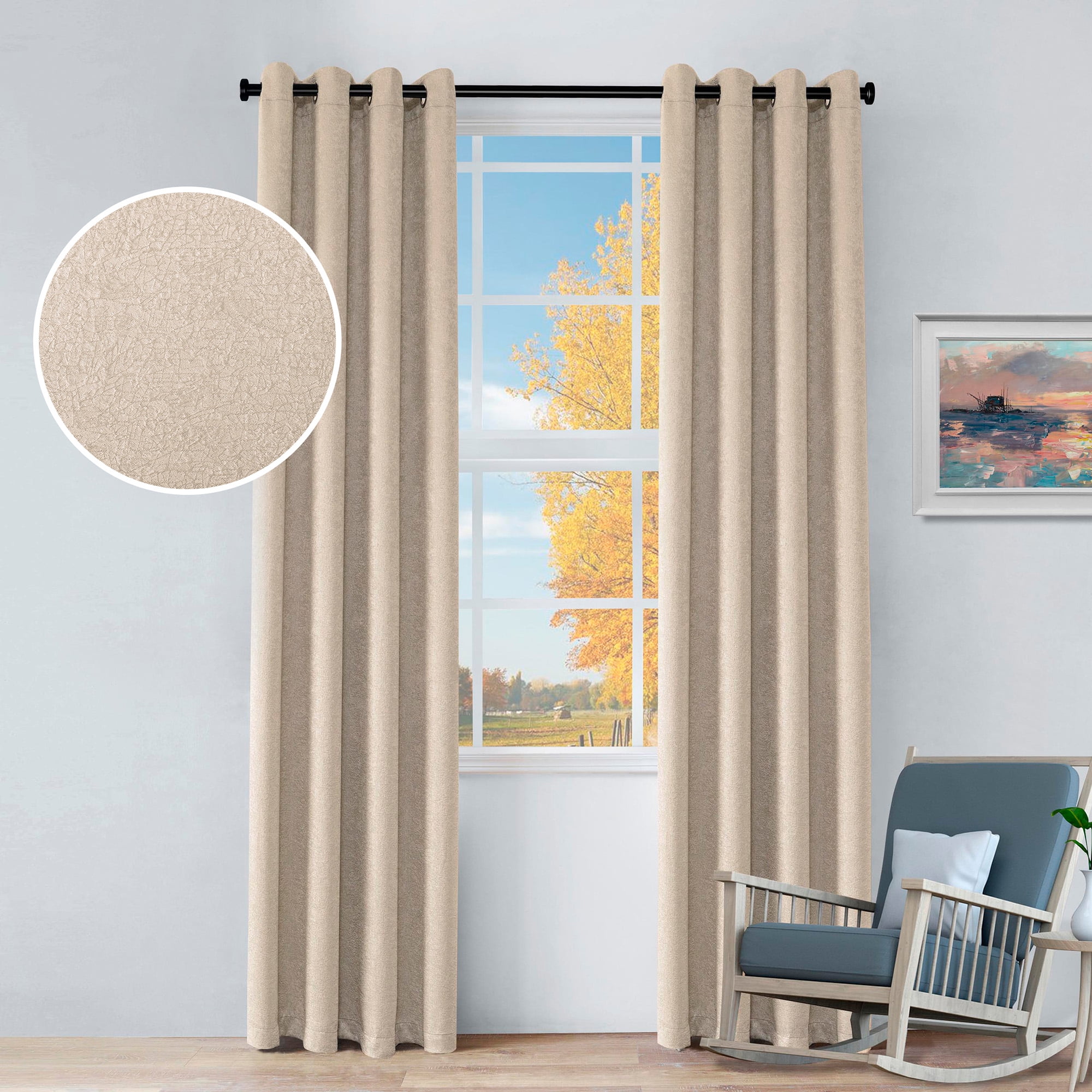 Superior Senna Blackout Curtains Set of 2, Grommet Header Curtain Panel ...