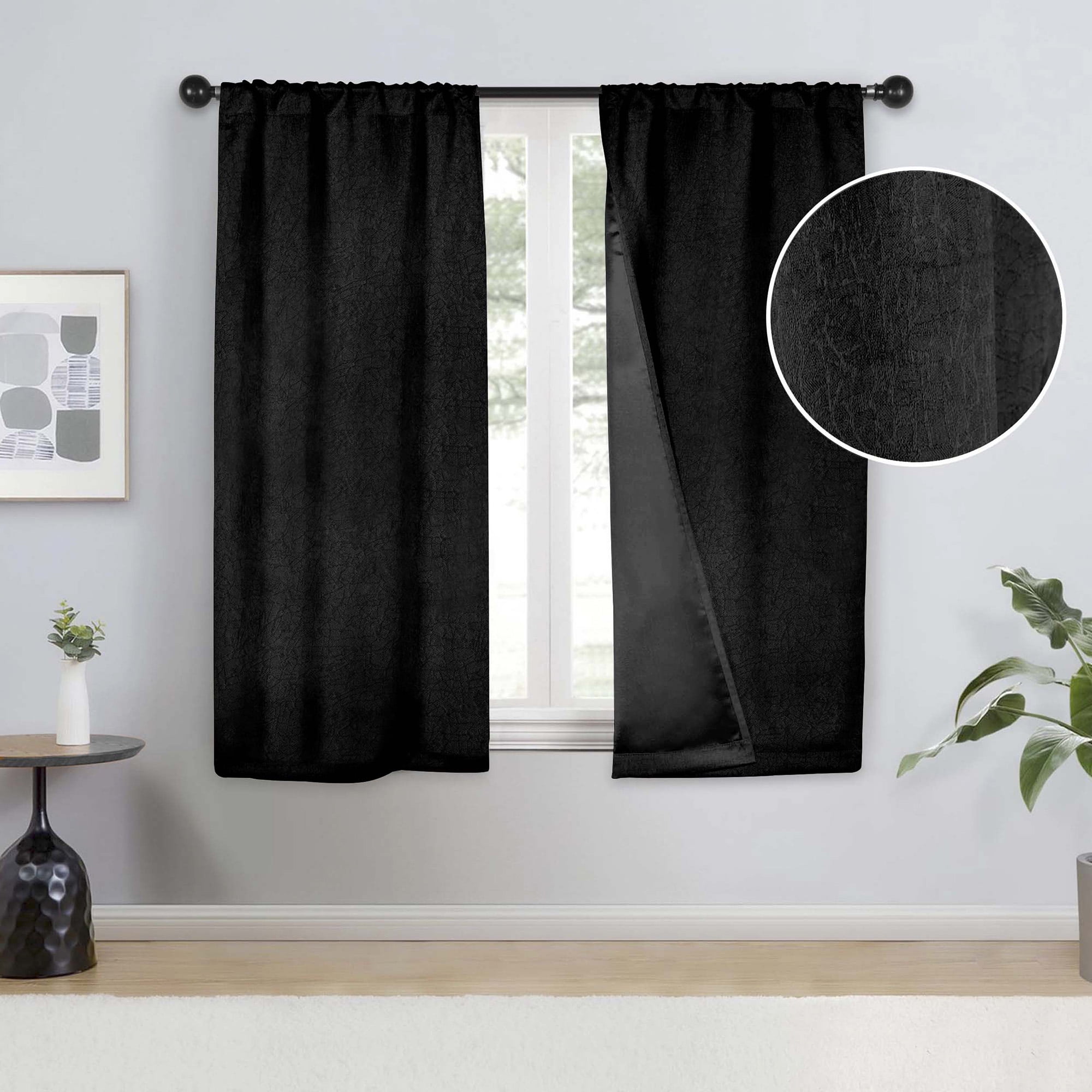 Superior Senna Blackout Curtains Set of 2, Rod Pocket Curtain Panel ...