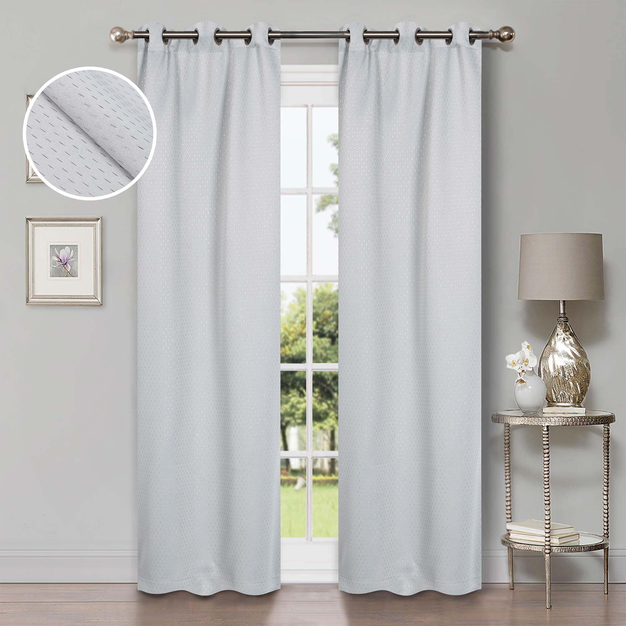 Superior Shimmer Blackout Curtains, Grommet Header, Set of 2, 42" X 108 ...
