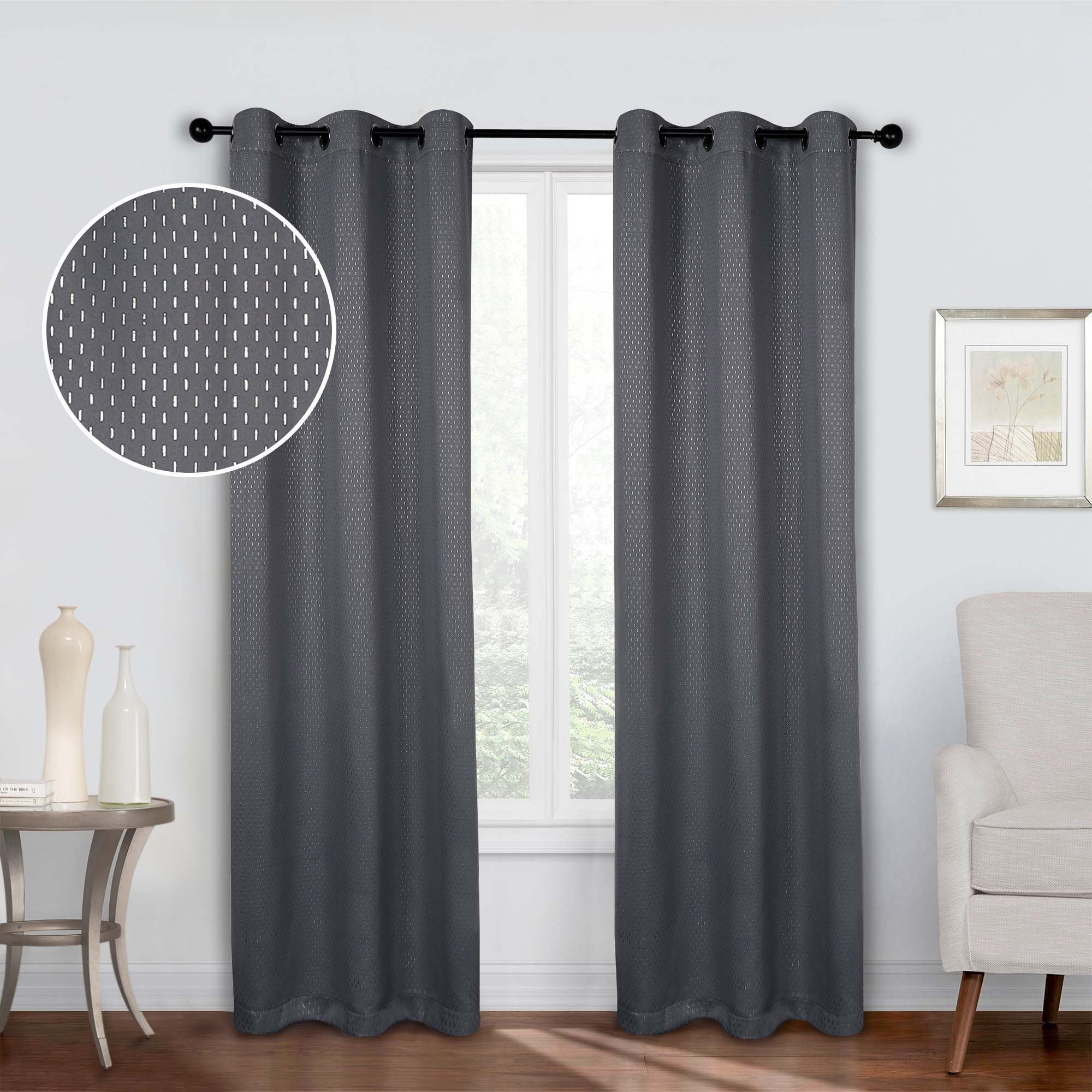 Superior Shimmer Blackout Curtains, Grommet Header, Set of 2, 42" X 63 ...