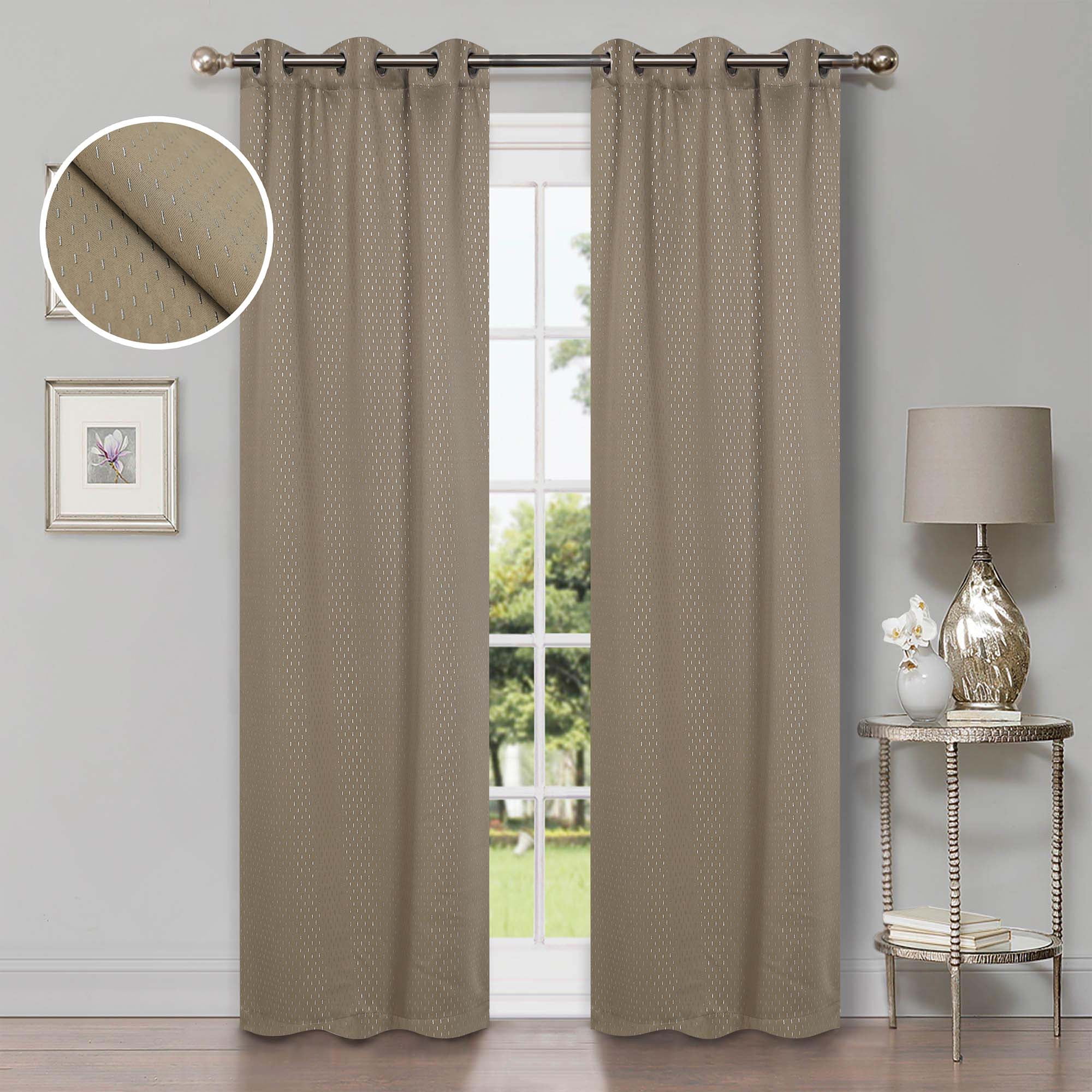 Superior Shimmer Blackout Curtains, Grommet Header, Set of 2, 42" X 63 ...