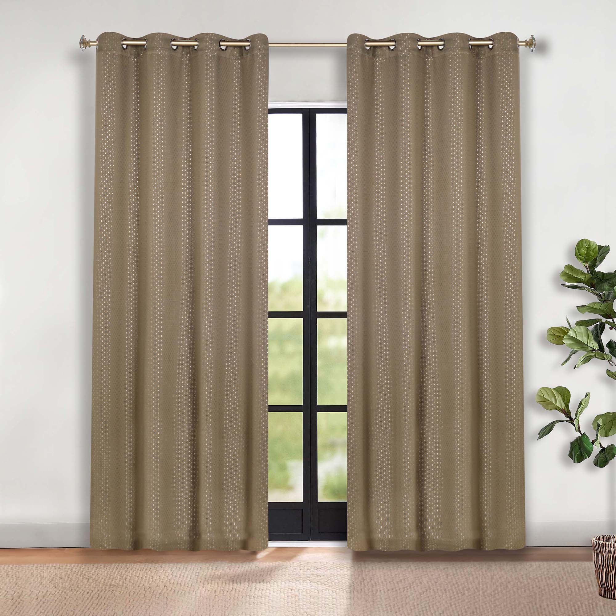 Superior Shimmer Blackout Curtains, Grommet Header, Set of 2, 52" X 63 ...