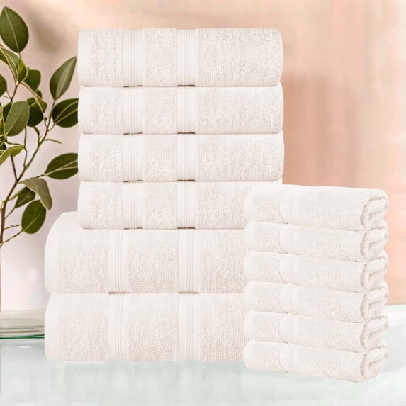 Superior Smart Dry 12-Piece Zero Twist Soft Cotton Towel Set, Quick Dry ...