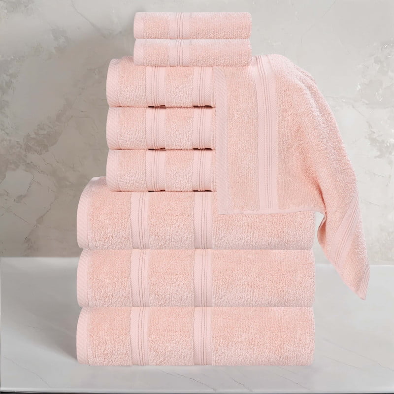 Superior Smart Dry 9-Piece Zero Twist Cotton Towel Set, Peach - Walmart.com