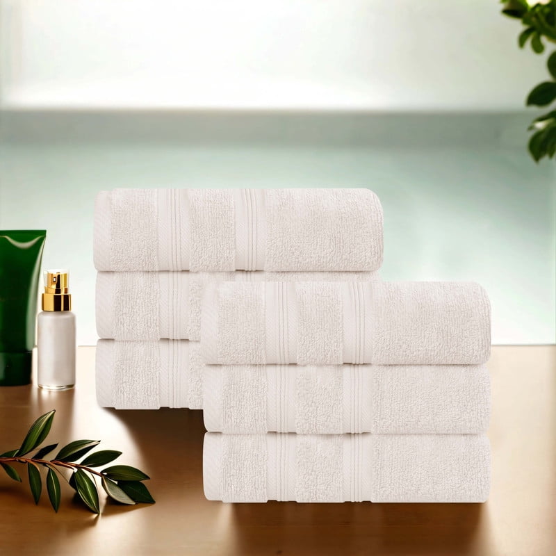 Superior Smart Dry Zero Twist Cotton Hand Towel Set of 6, Ivory ...