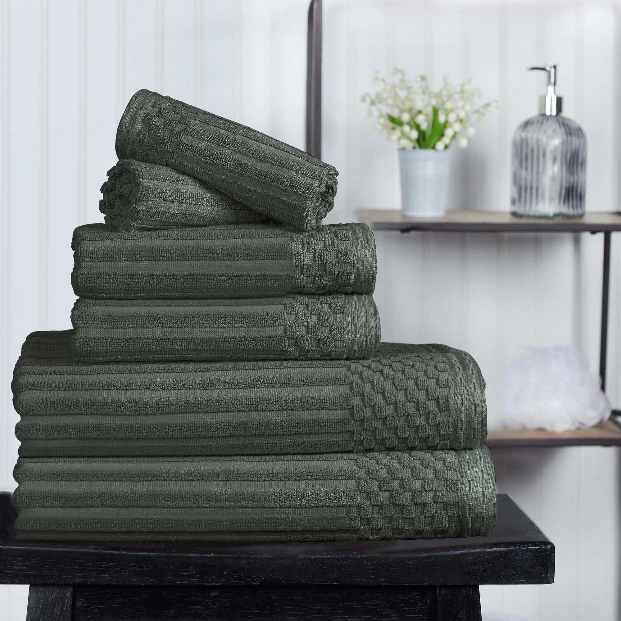 Superior 6 Piece 100% Cotton Towel Set, 2 Bath Towels, 2 Hand Towels ...