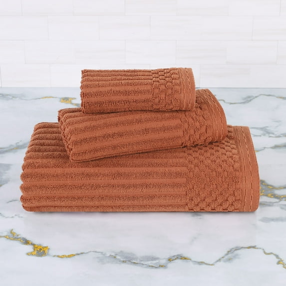 Superior Soho Ribbed Cotton 3-Piece Assorted Towel Set, Rust - Walmart.com