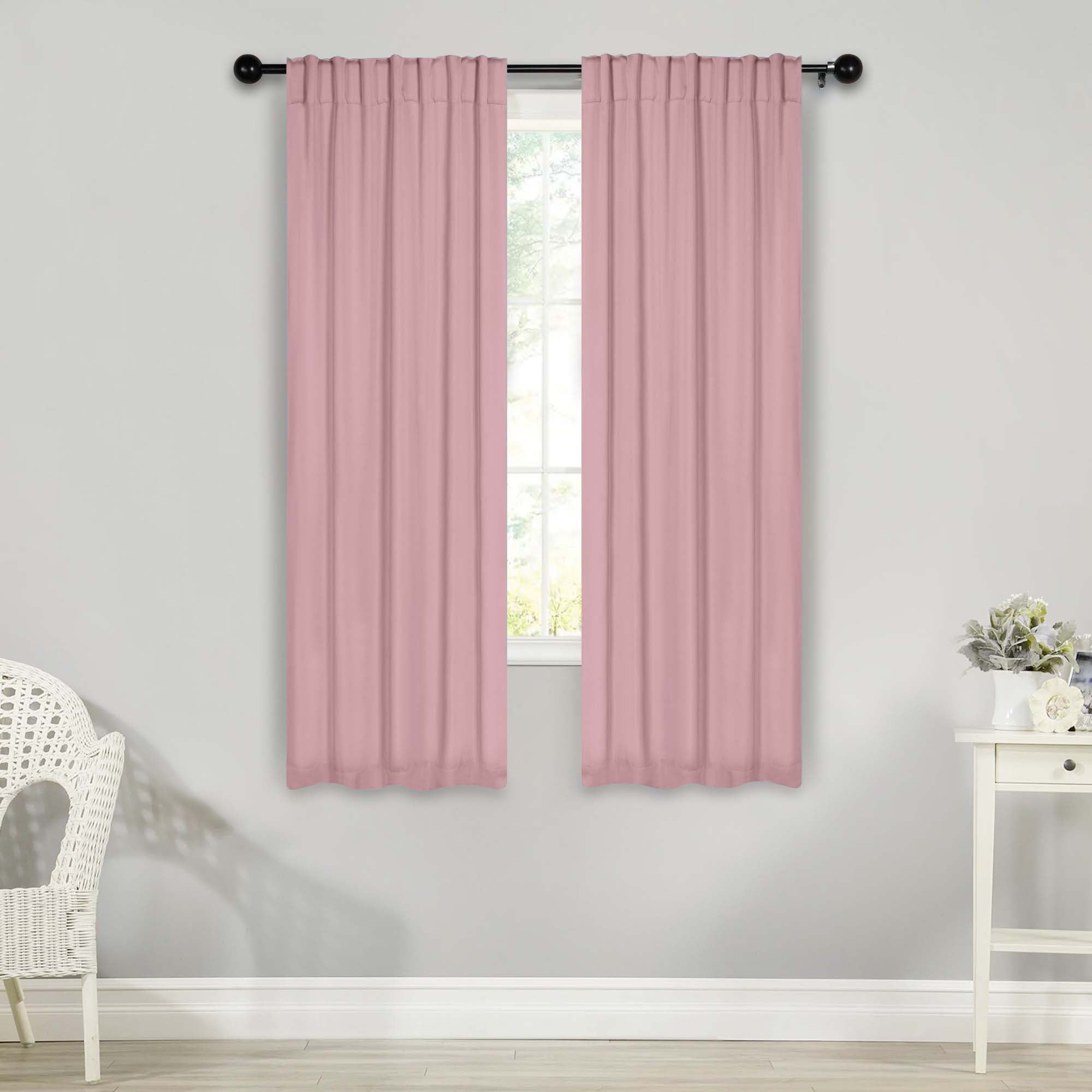 Superior Solid Blackout Back Tab Curtains Set of 2 26 x 63 Mauve Chalk ...