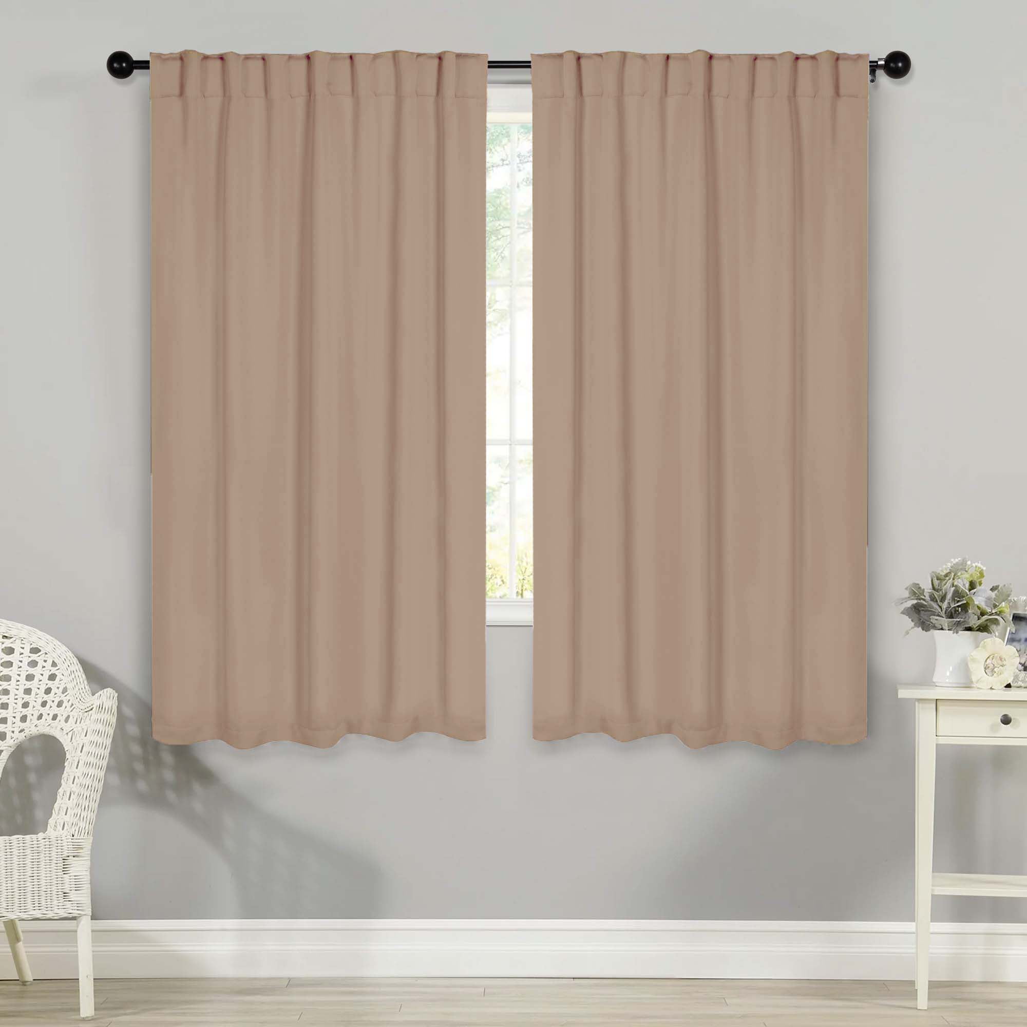 Superior Blackout Solid Light Filtering Back Tab Curtain Panel Set, 42 ...