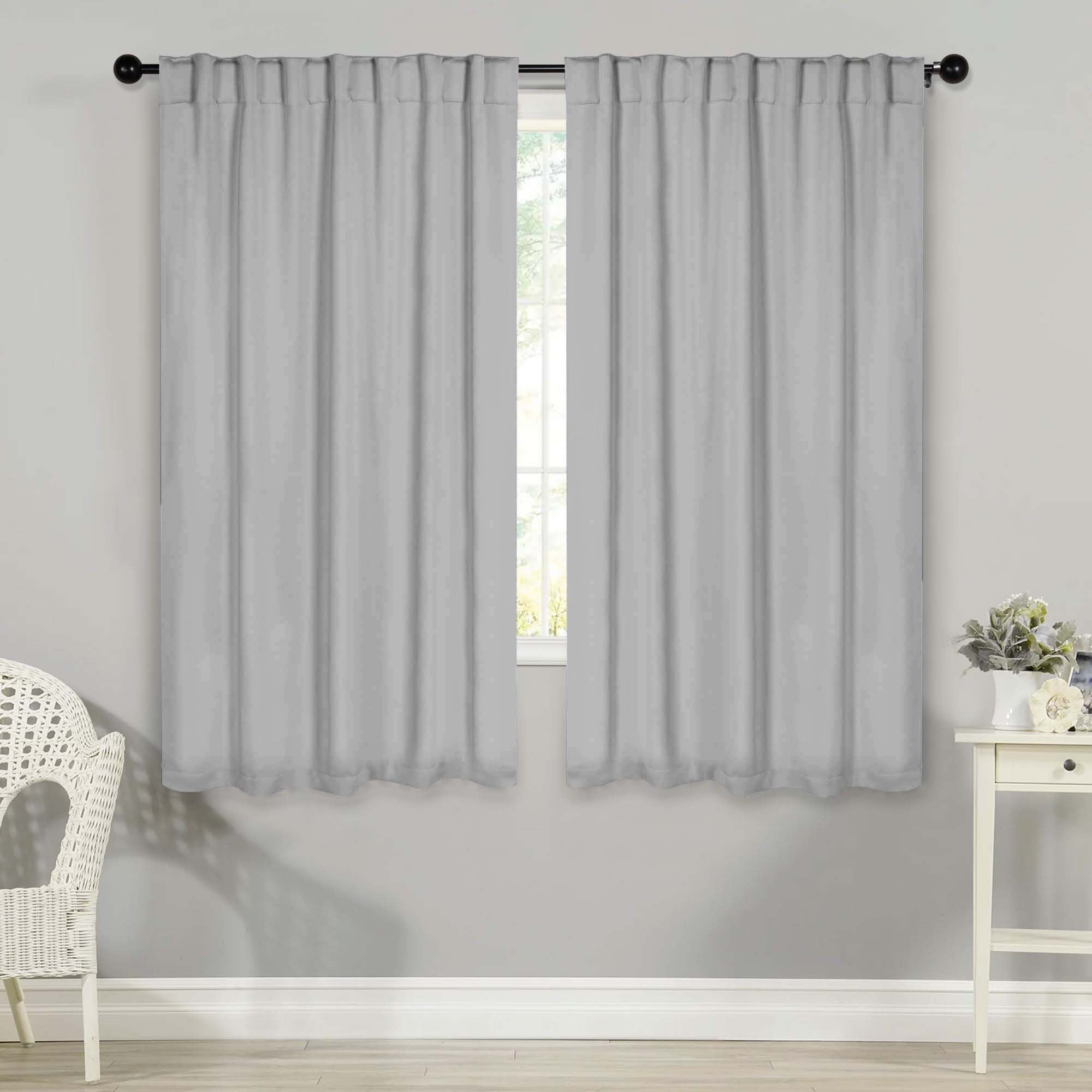 Superior Blackout Solid Light Filtering Back Tab Curtain Panel Set, 52 ...